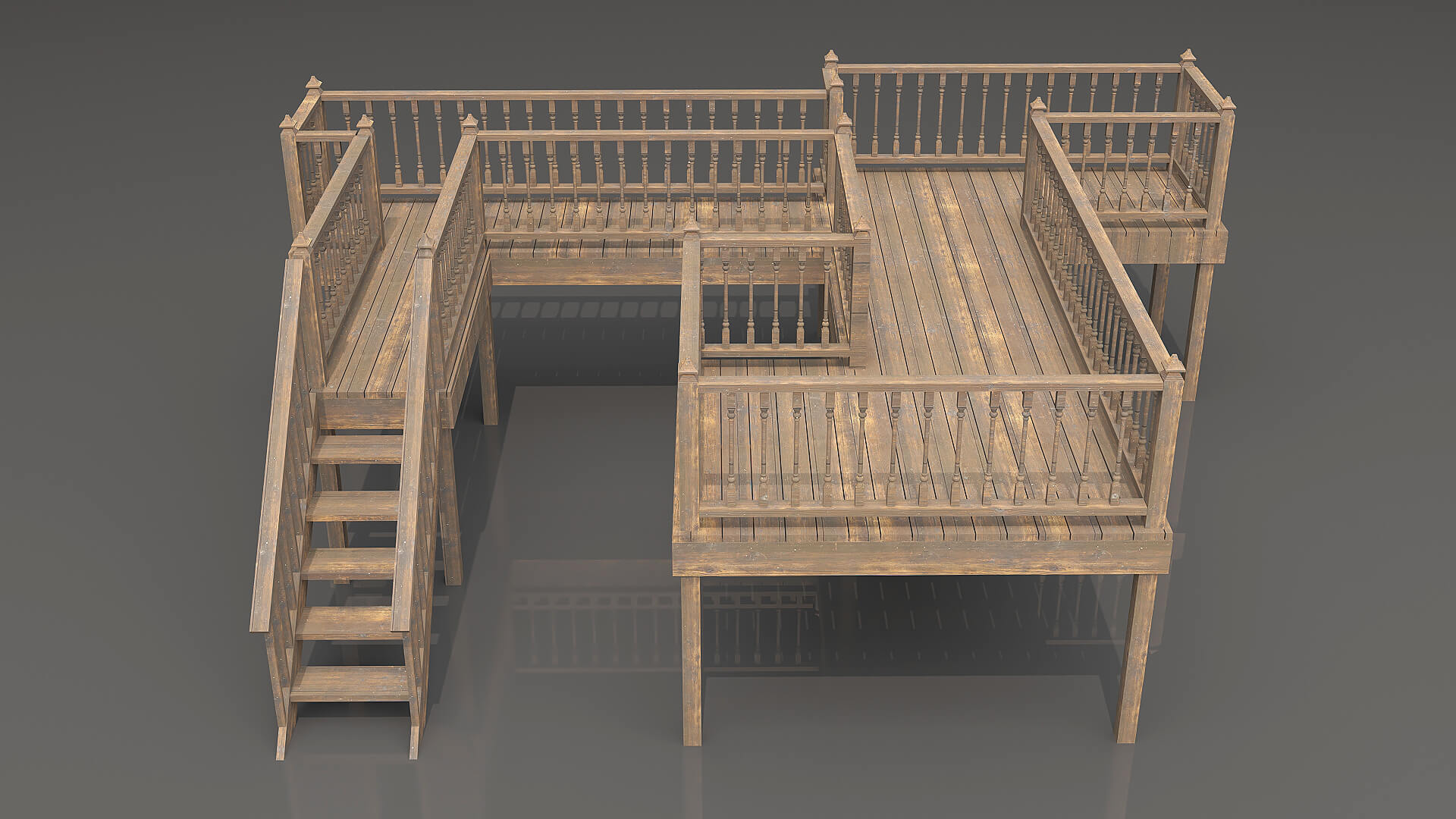 Wood Deck Veranda - 3D Model by msasdt