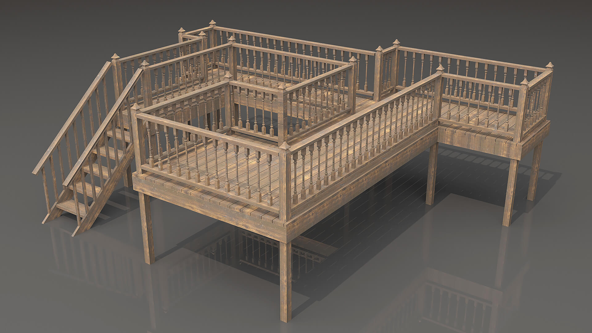 Wood Deck Veranda - 3D Model by msasdt