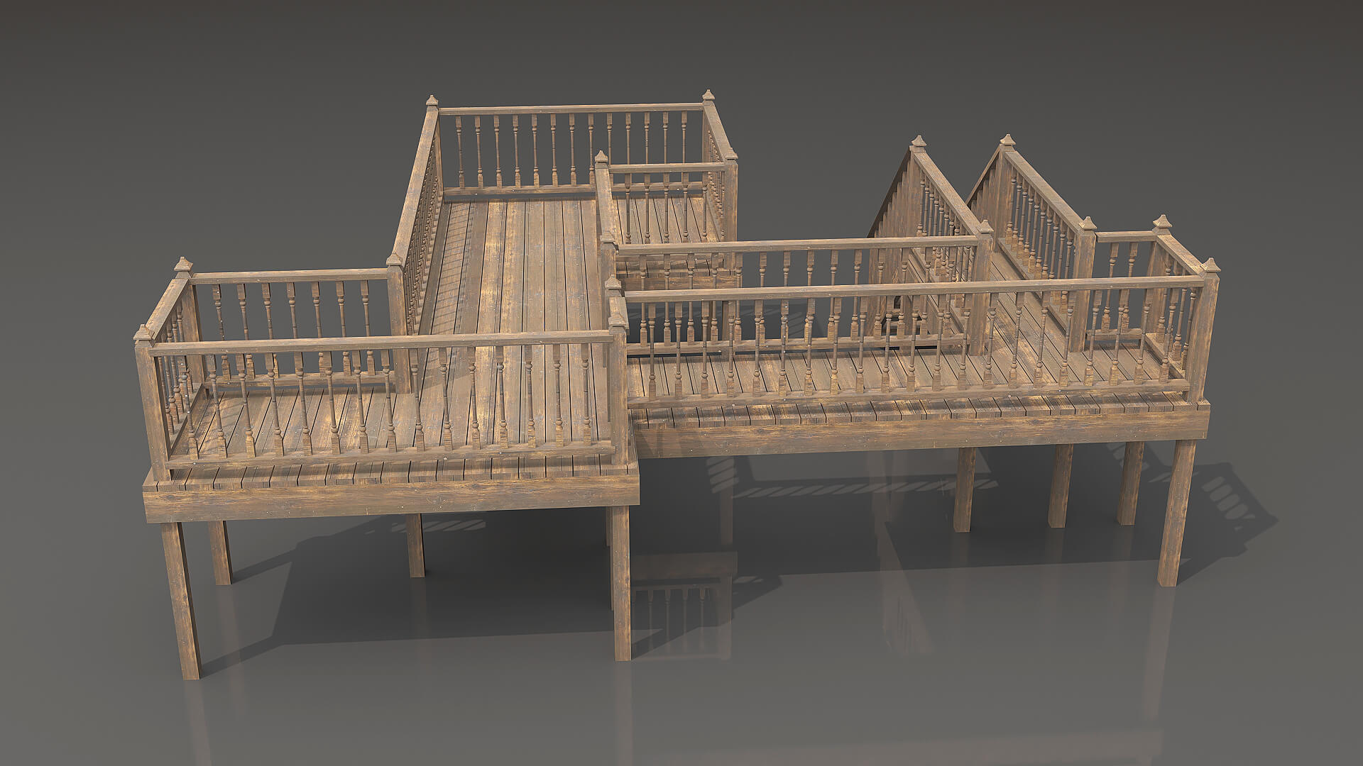 Wood Deck Veranda - 3D Model by msasdt