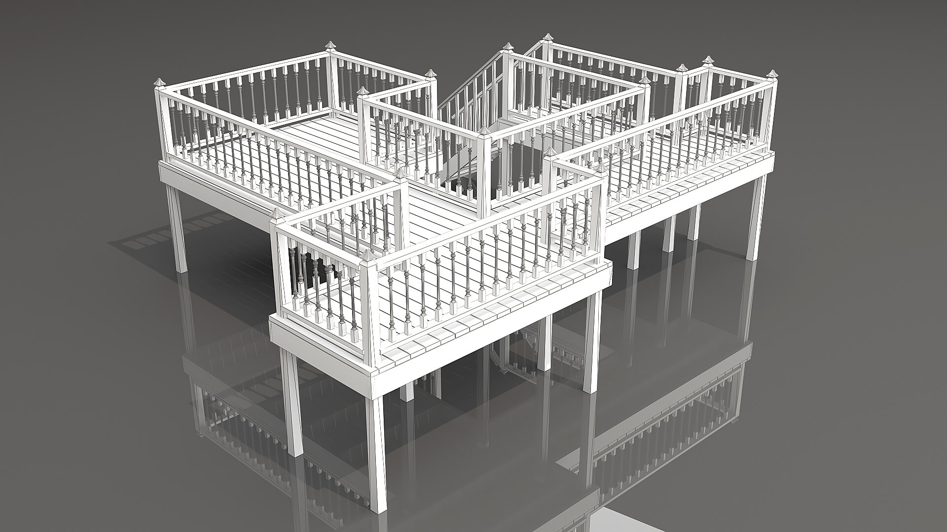 Wood Deck Veranda - 3D Model by msasdt
