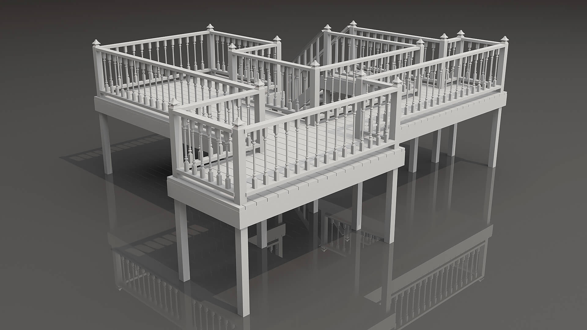 Wood Deck Veranda - 3D Model by msasdt