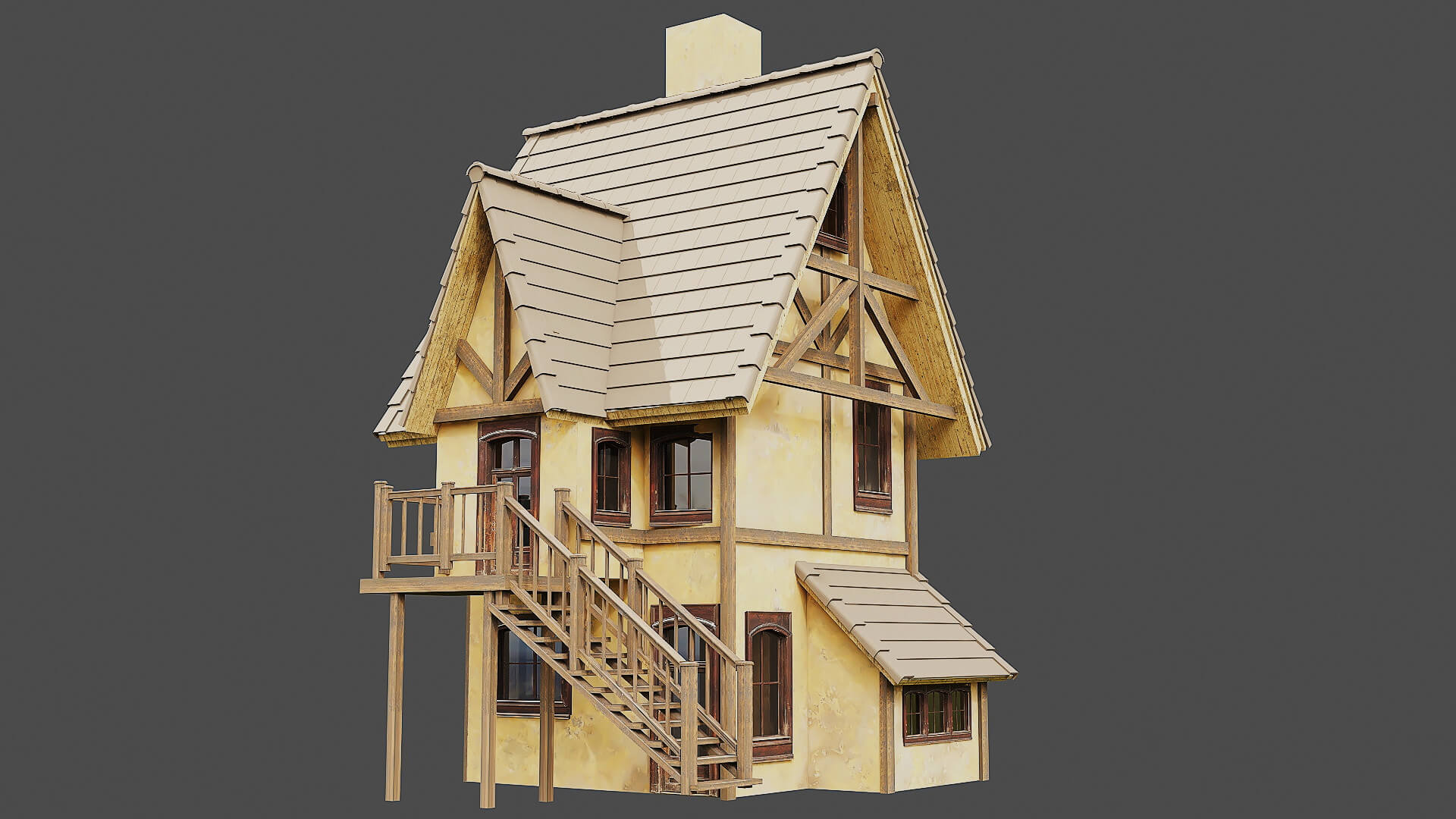 Wood House 2 - 3D Model by msasdt
