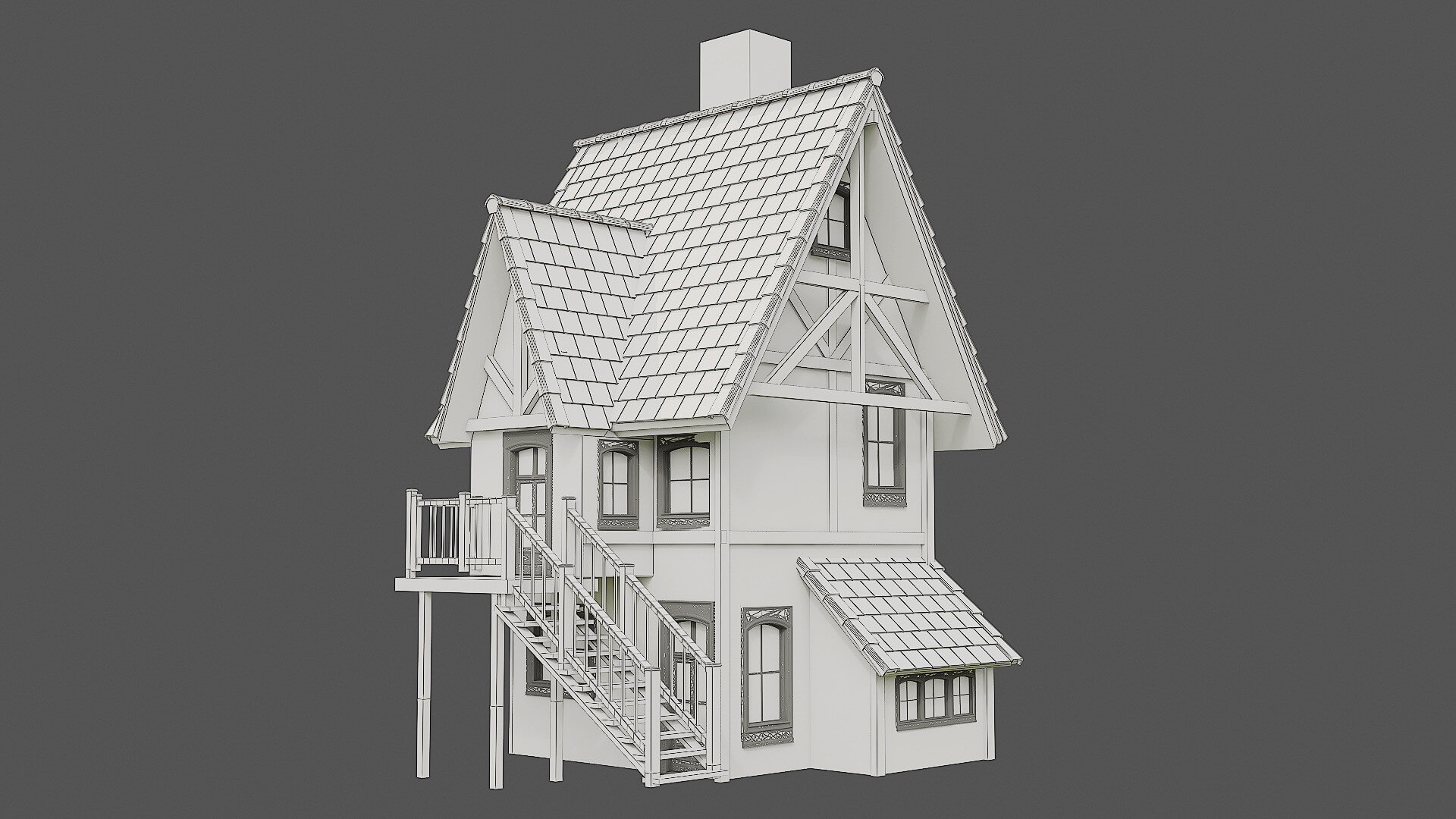 Wood House 2 - 3D Model by msasdt
