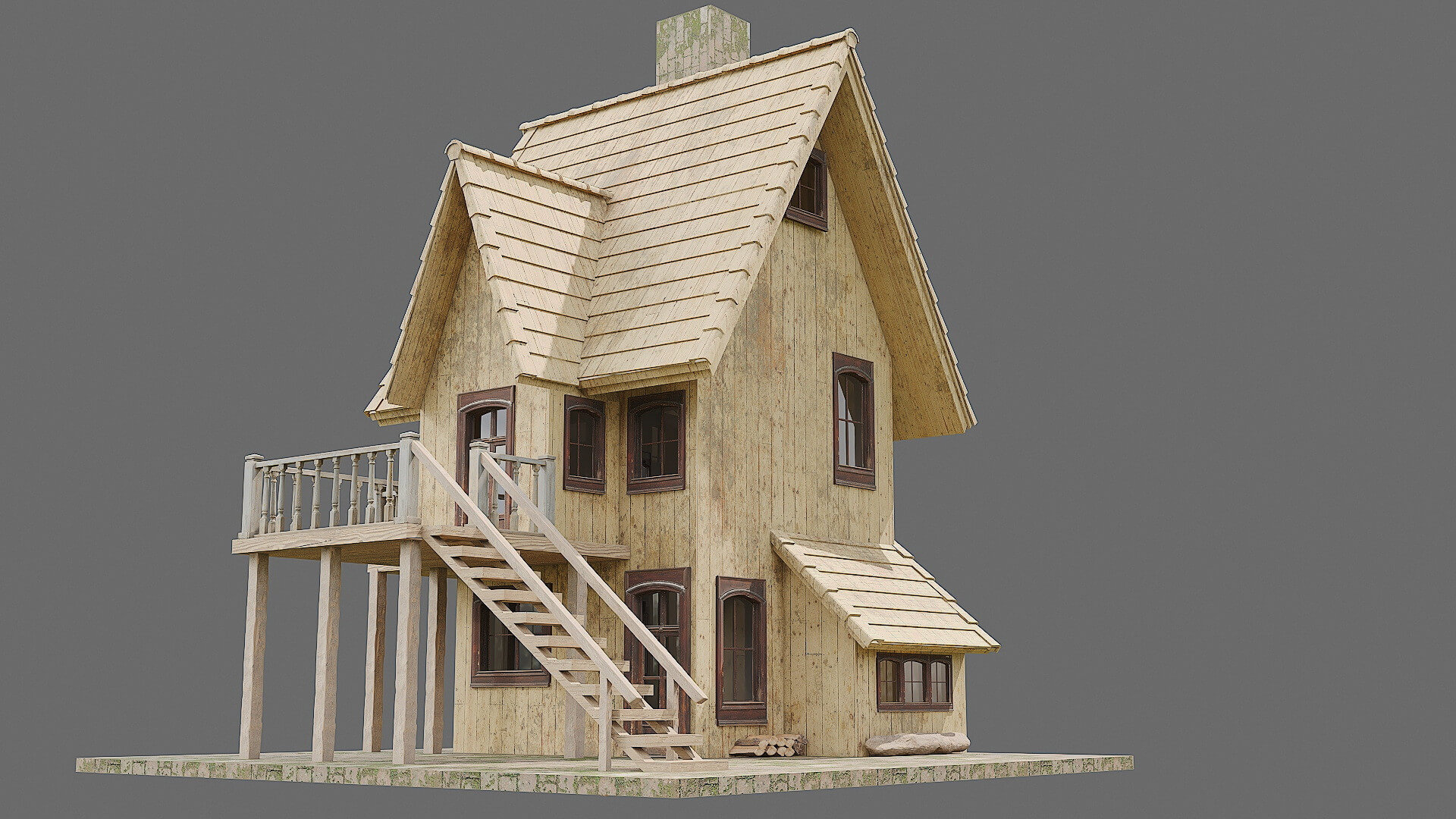 Wood House - 3D Model by msasdt