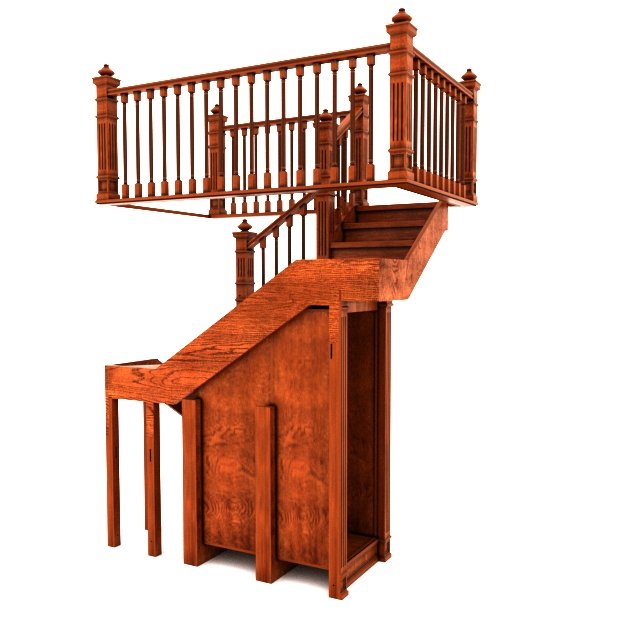 Wood Stair - 3D Model by msasdt