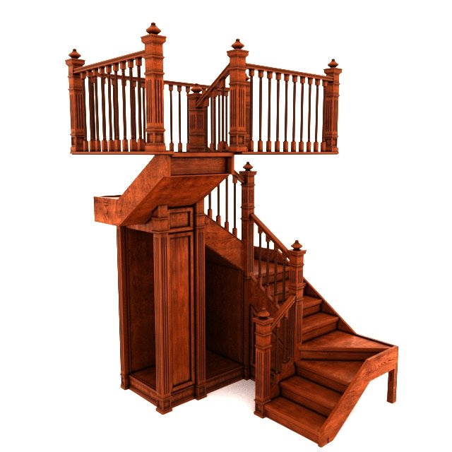 Wood Stair - 3D Model by msasdt