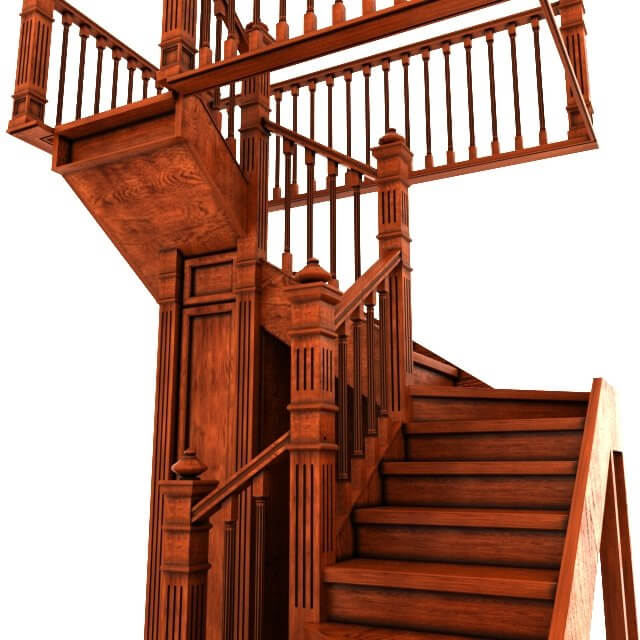Wood Stair - 3D Model by msasdt