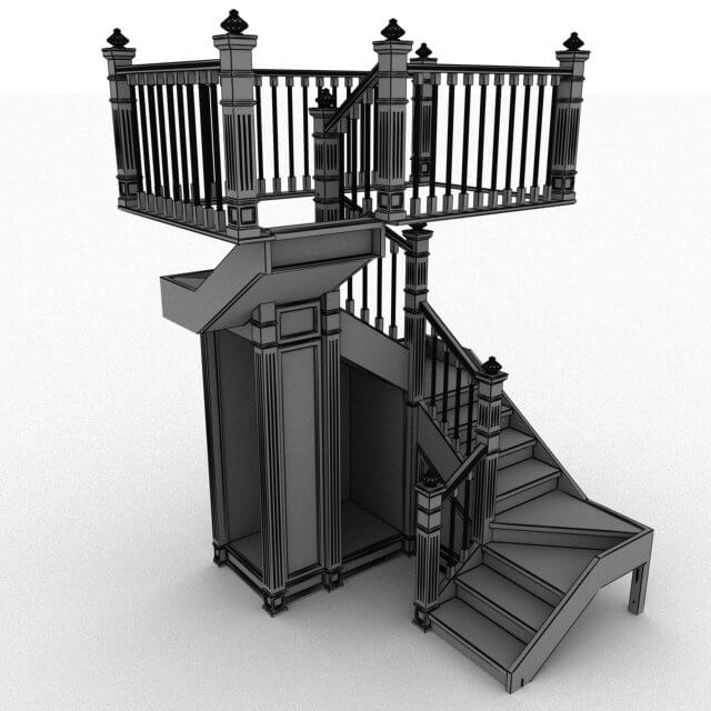 Wood Stair - 3D Model by msasdt