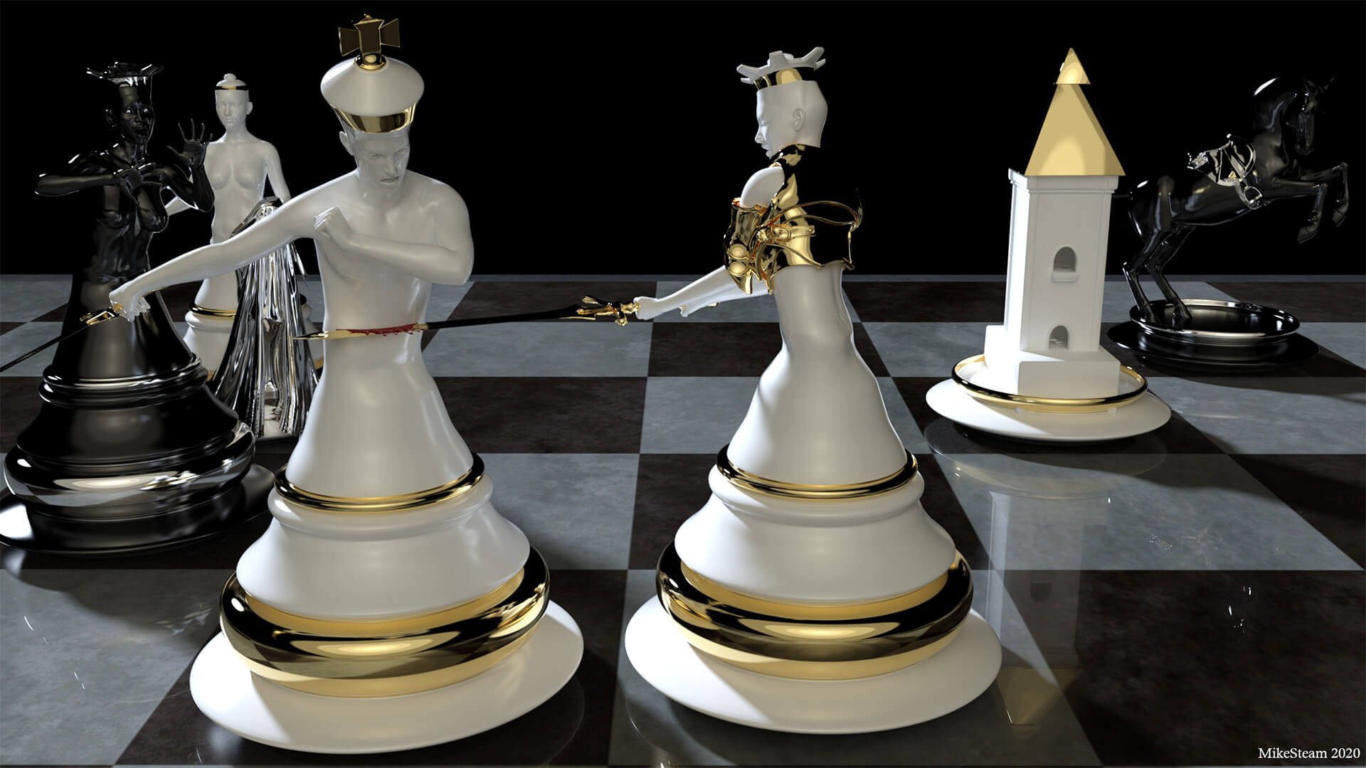Checkmate! 3D Render, Digital Art by MSRender
