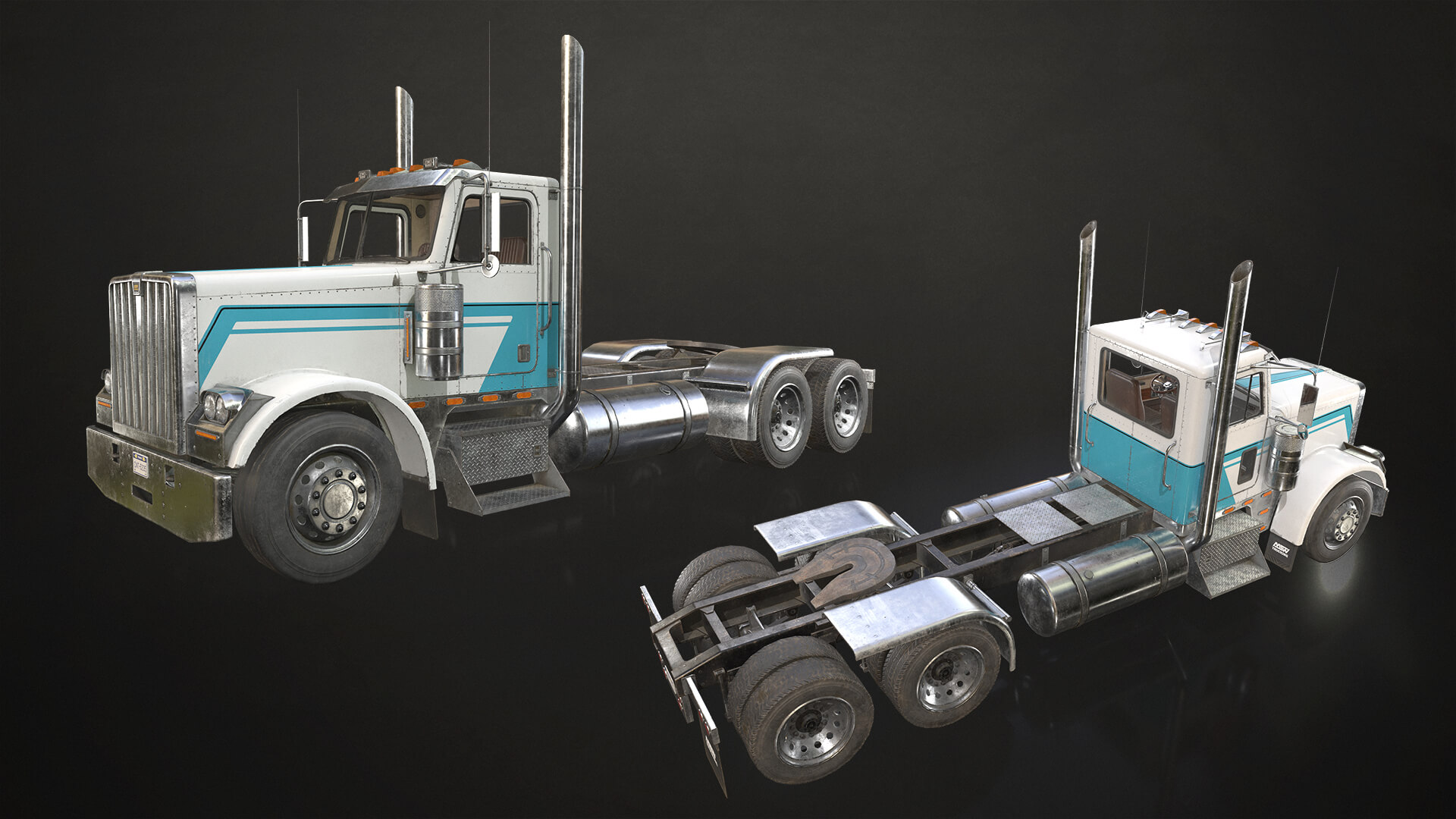 Flat Top Semi Truck Container Trailer - 3D Model by MSWoodvine