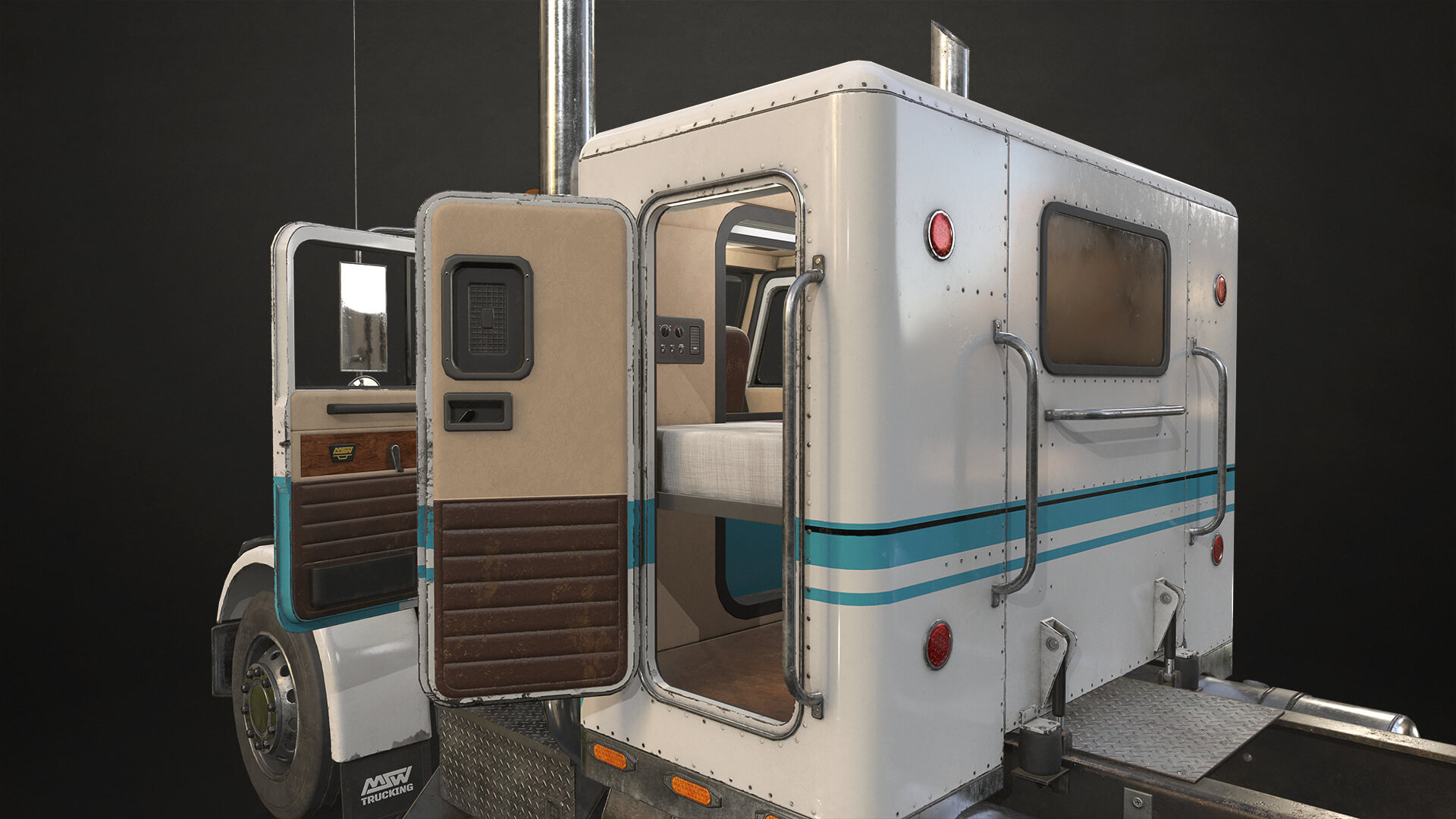 Flat Top Semi Truck Container Trailer - 3D Model by MSWoodvine