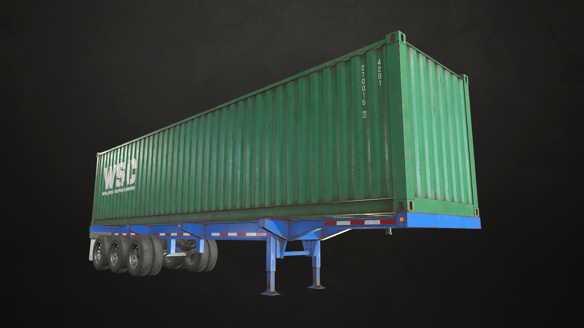 Flat Top Semi Truck Container Trailer - 3D Model by MSWoodvine