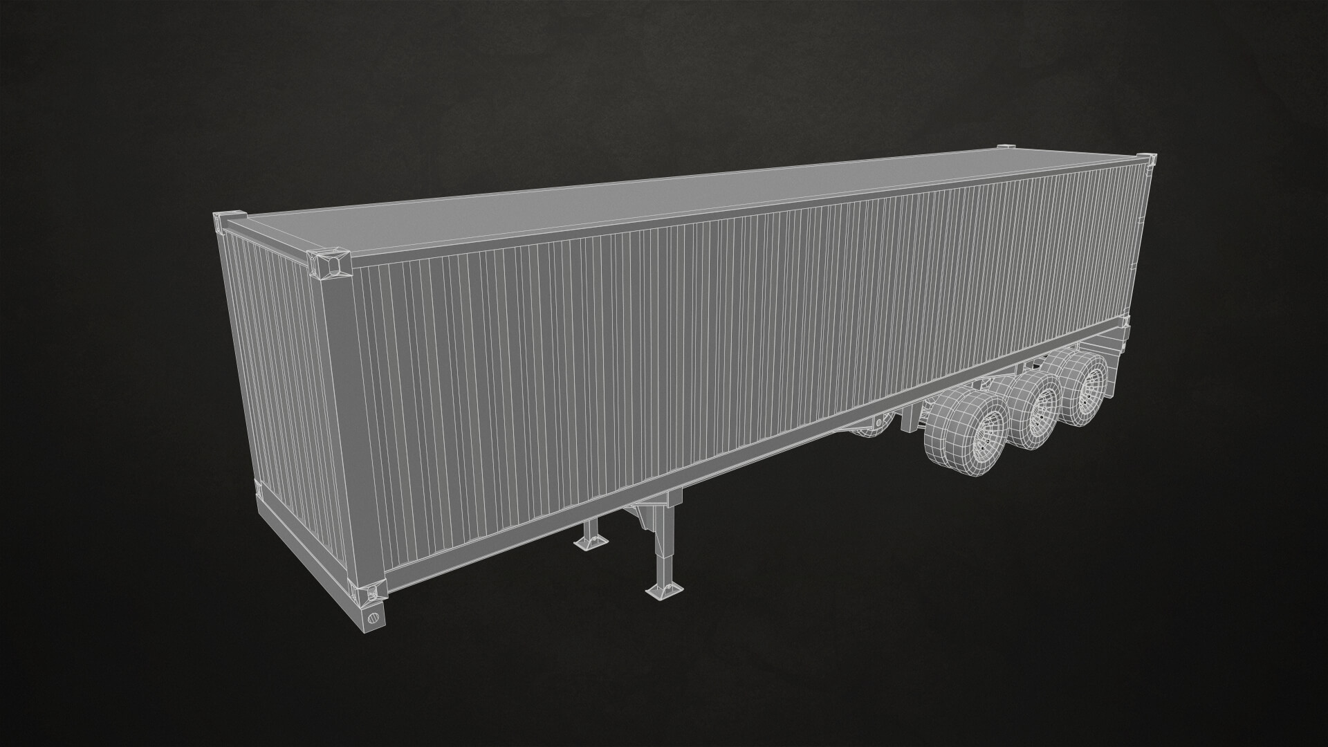 Flat Top Semi Truck Container Trailer - 3D Model by MSWoodvine