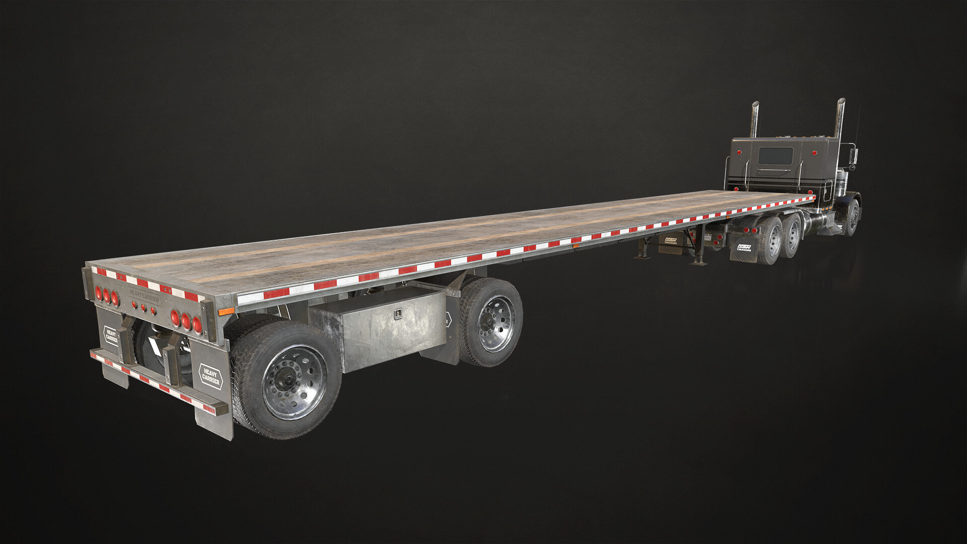 Flat Top Semi Truck Flatbed Trailer - 3D Model by MSWoodvine