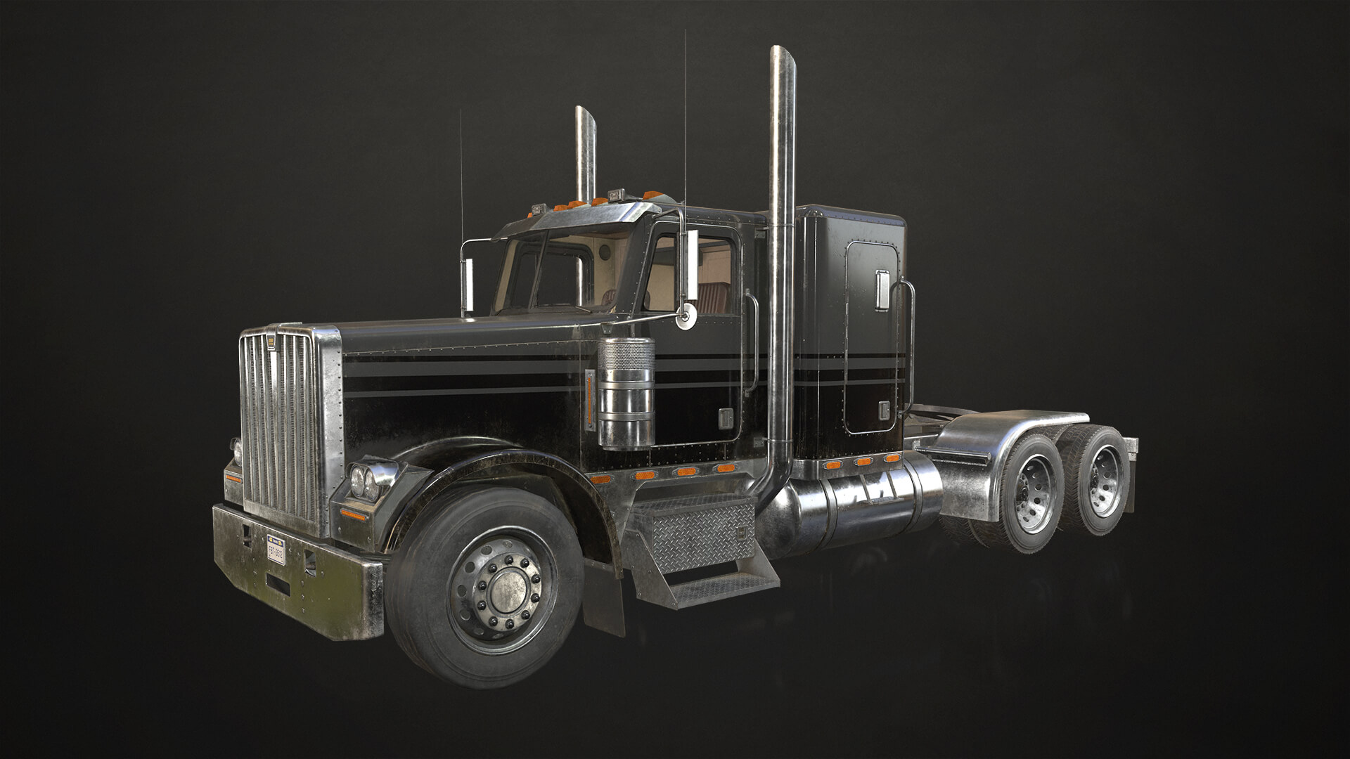 Flat Top Semi Truck Flatbed Trailer - 3D Model by MSWoodvine