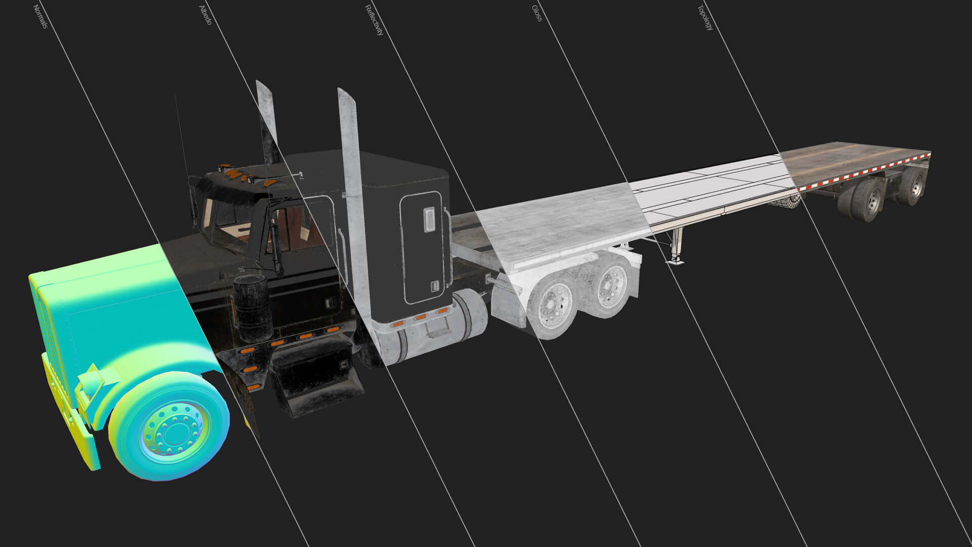 Flat Top Semi Truck Flatbed Trailer - 3D Model by MSWoodvine