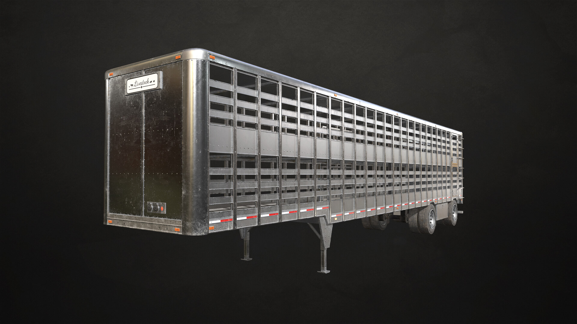 Flat Top Semi Truck Livestock Trailer - 3D Model by MSWoodvine