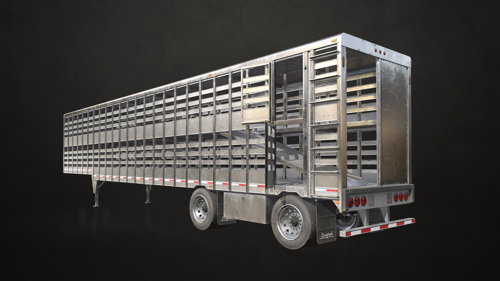 Flat Top Semi Truck Livestock Trailer - 3D Model by MSWoodvine