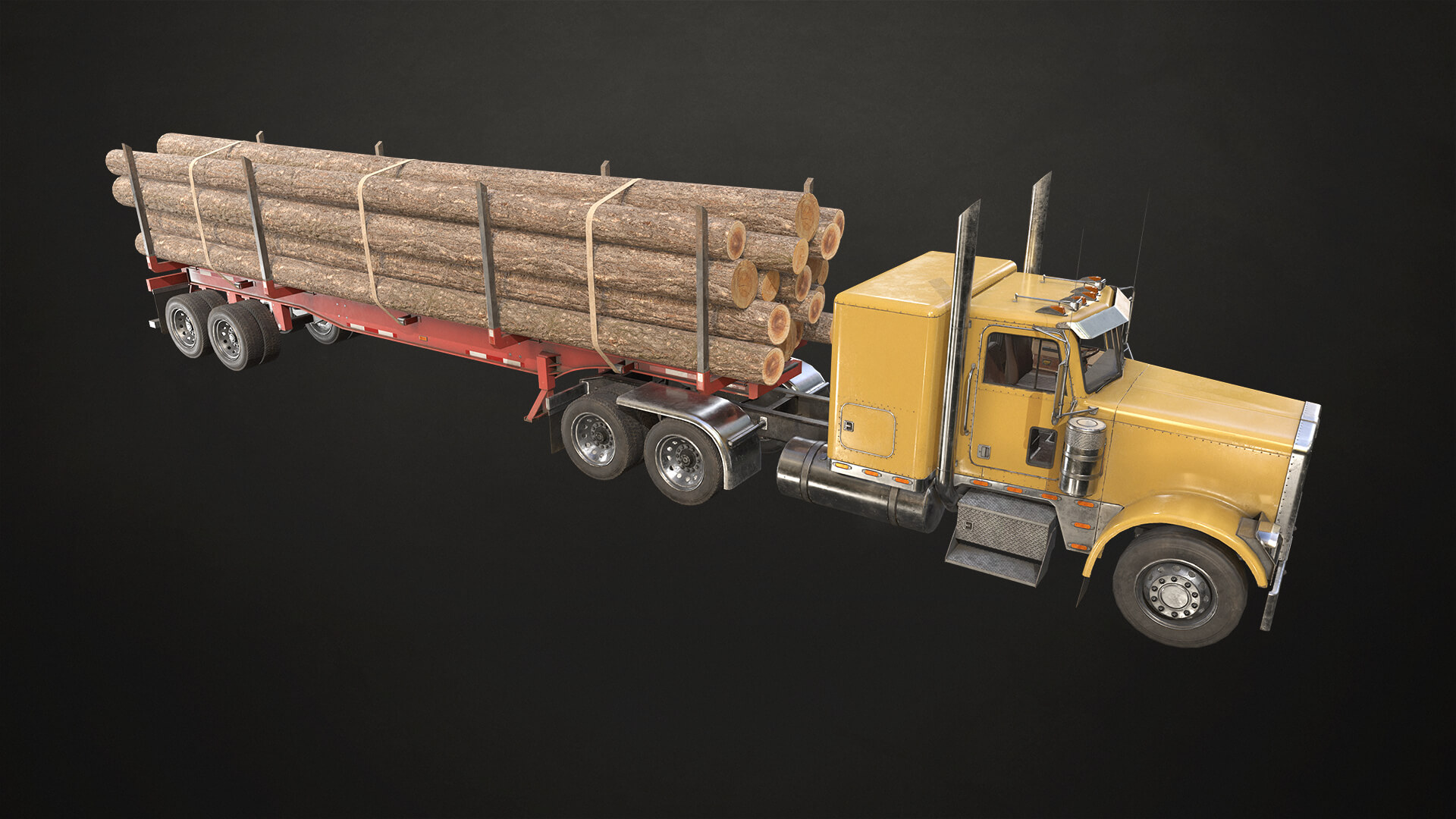 Flat Top Semi Truck Logging Trailer - 3D Model by MSWoodvine