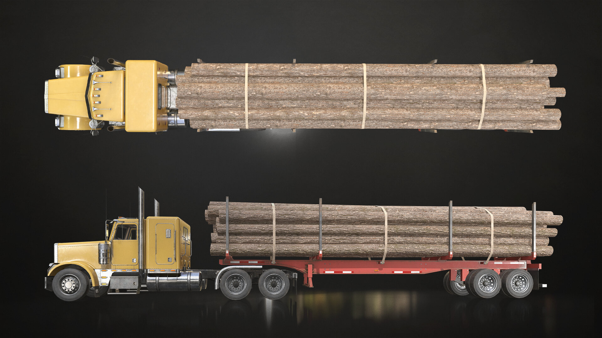Flat Top Semi Truck Logging Trailer - 3D Model by MSWoodvine