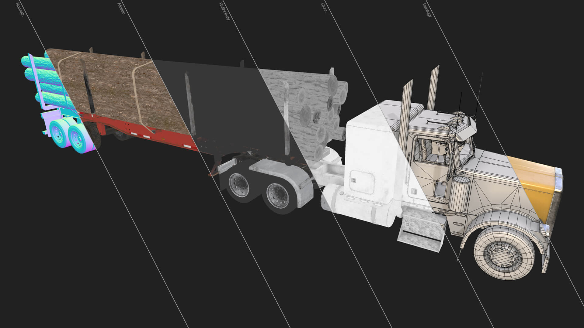 Flat Top Semi Truck Logging Trailer - 3D Model by MSWoodvine