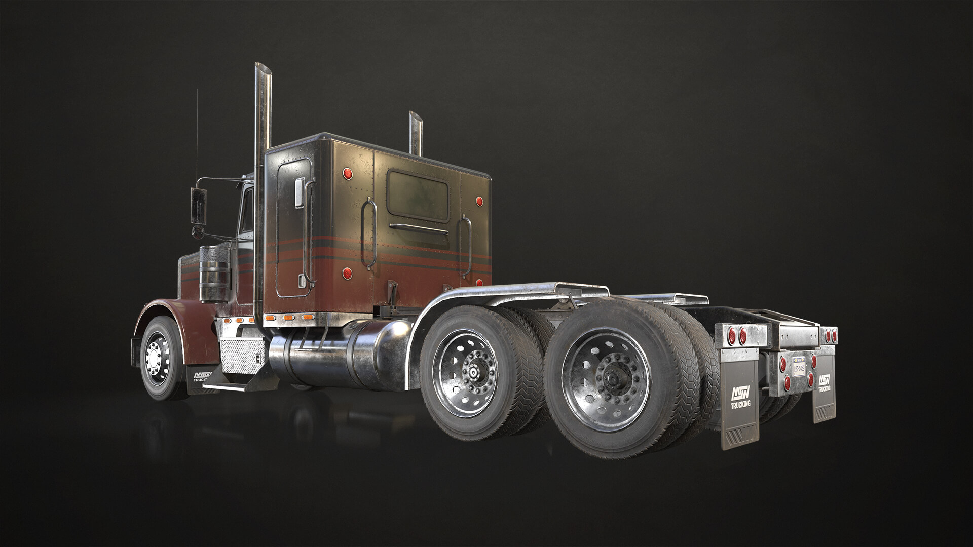 Flat Top Semi Truck Lowboy Trailer - 3D Model by MSWoodvine