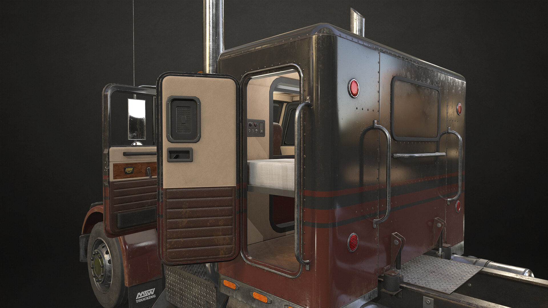 Flat Top Semi Truck Lowboy Trailer - 3D Model by MSWoodvine