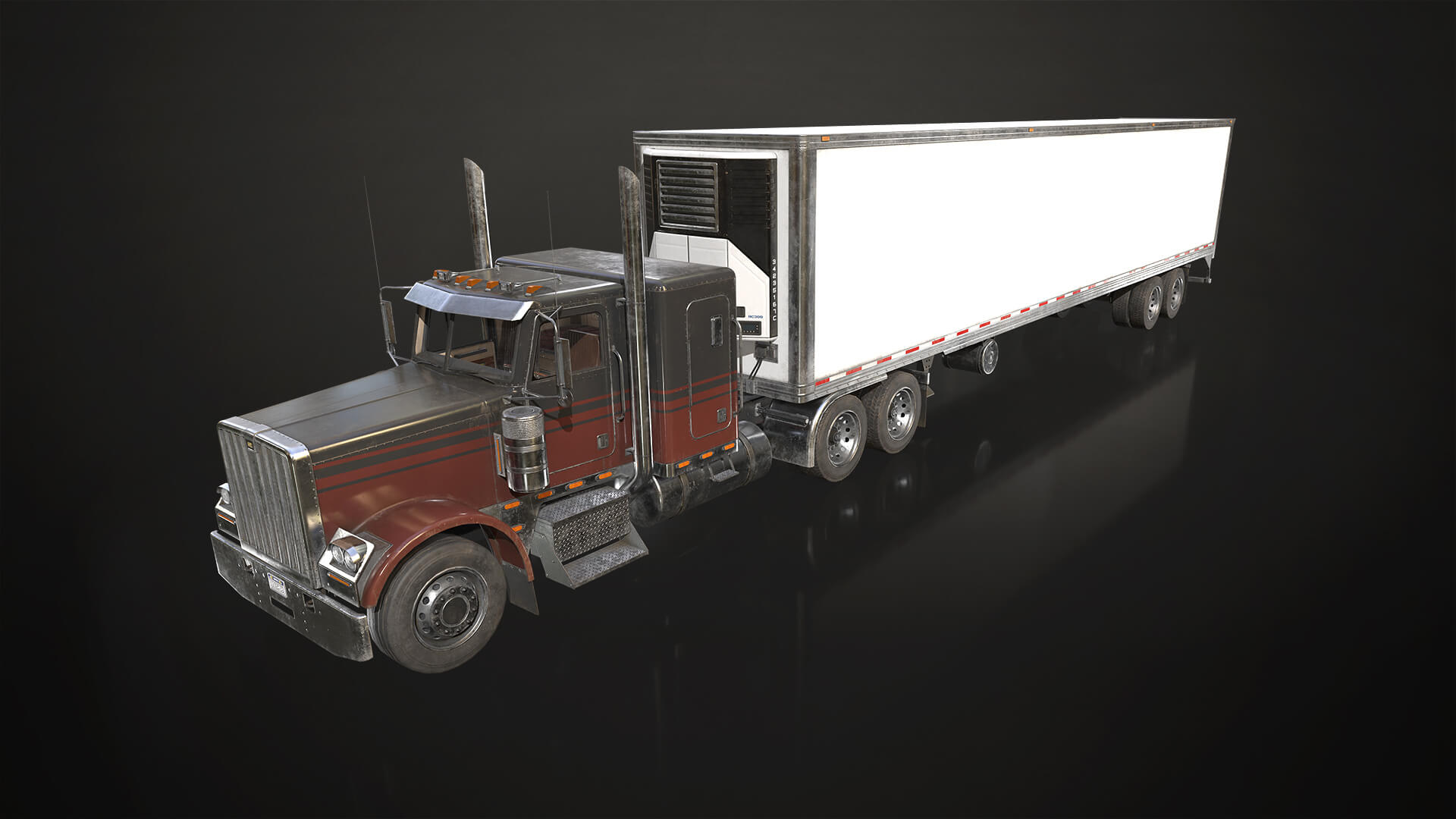 Flat Top Semi Truck Refrigerated Trailer - 3D Model by MSWoodvine