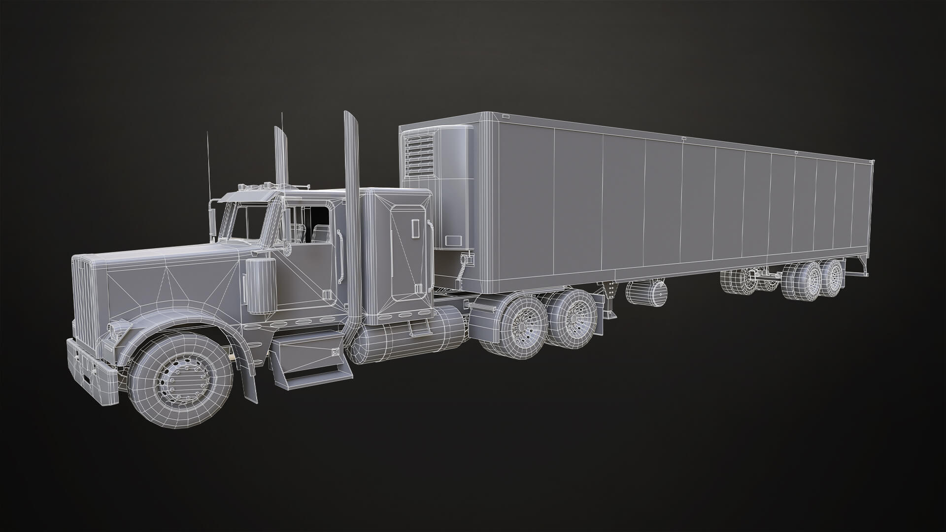 Flat Top Semi Truck Refrigerated Trailer - 3D Model by MSWoodvine