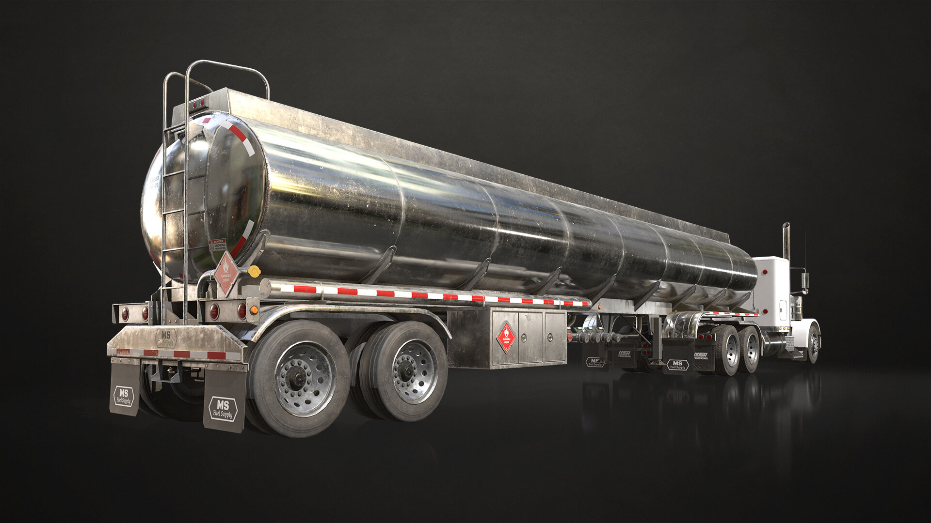 Flat Top Semi Truck Tank Trailer - 3D Model by MSWoodvine