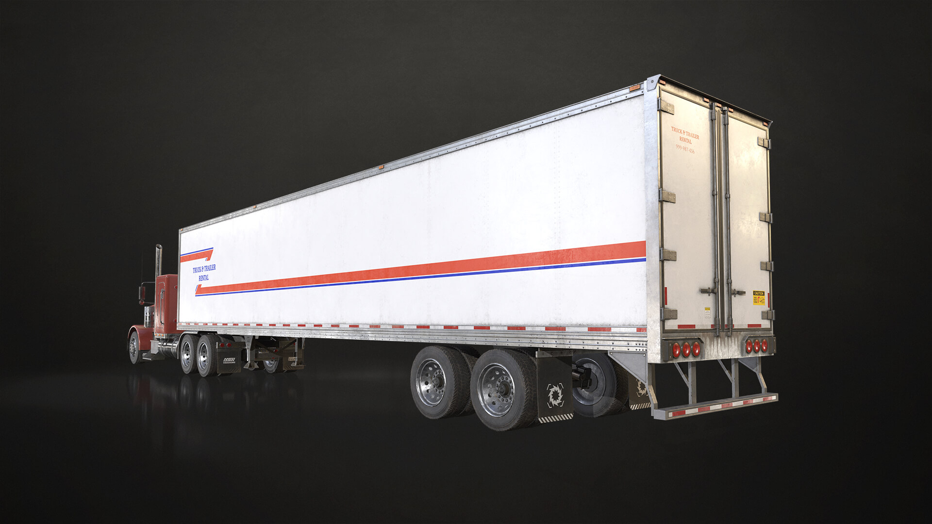 Flat Top Semi Truck Van Trailer - 3D Model by MSWoodvine