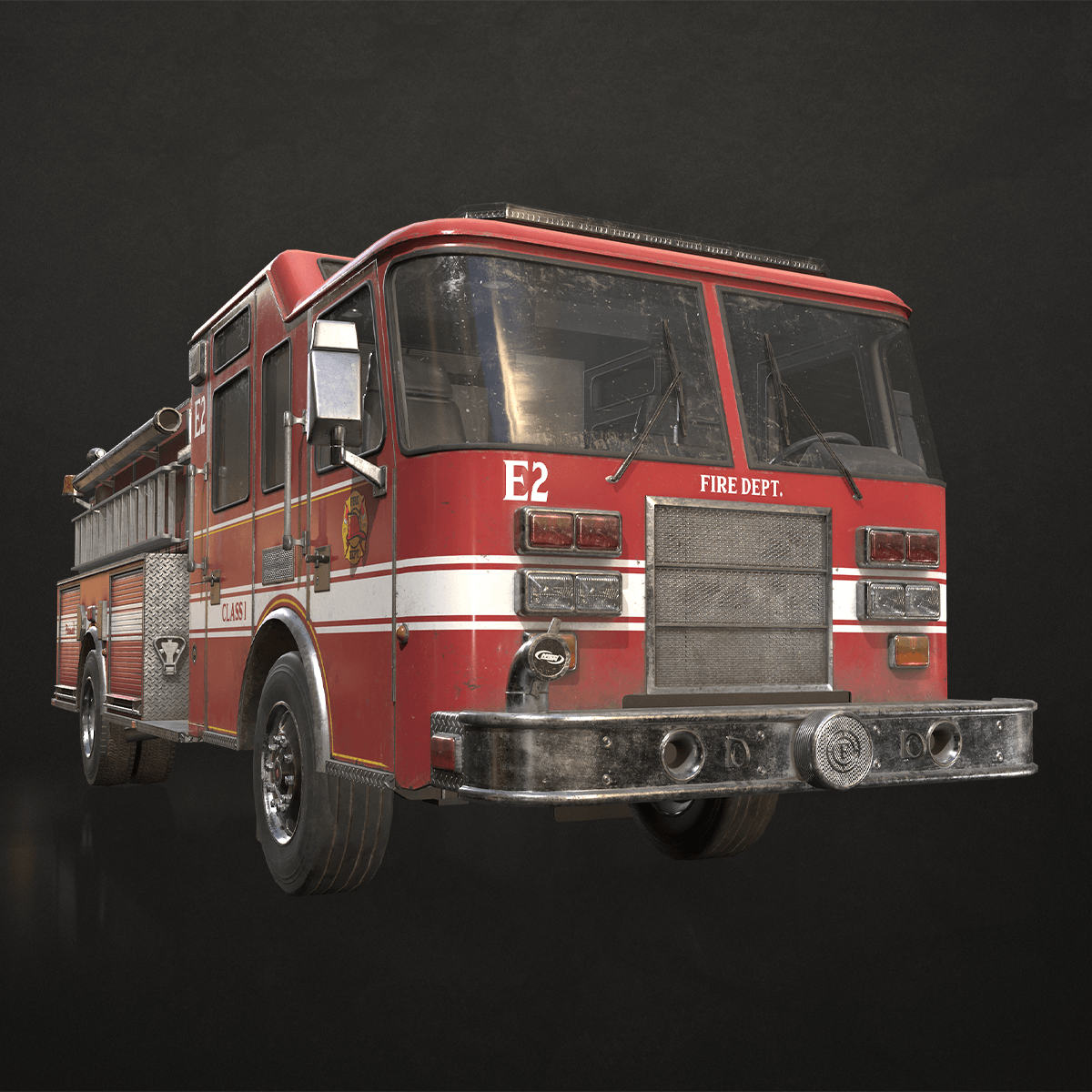 Fire Truck 3D Render, Digital Art by MSWoodvine