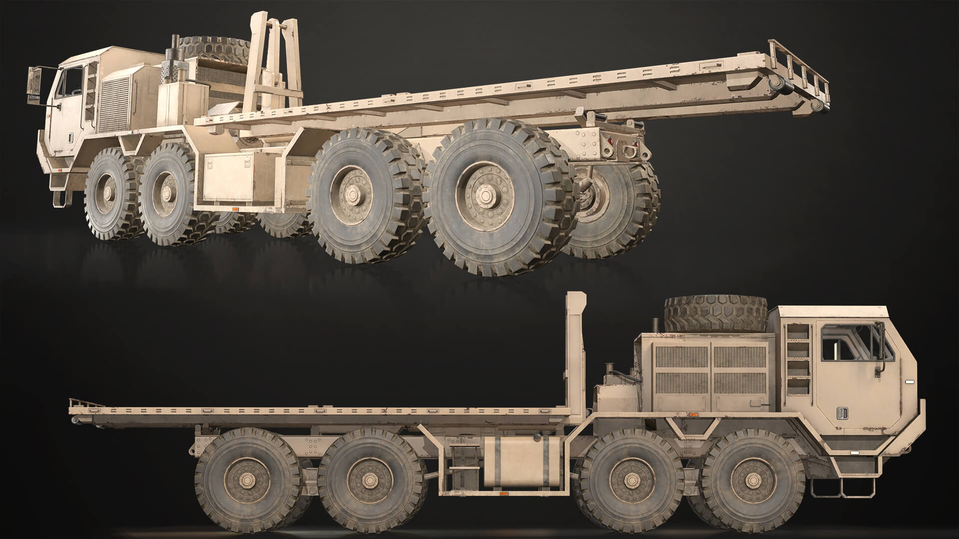 Heavy Military Truck V1 - Flatbed 3D Model by MSWoodvine