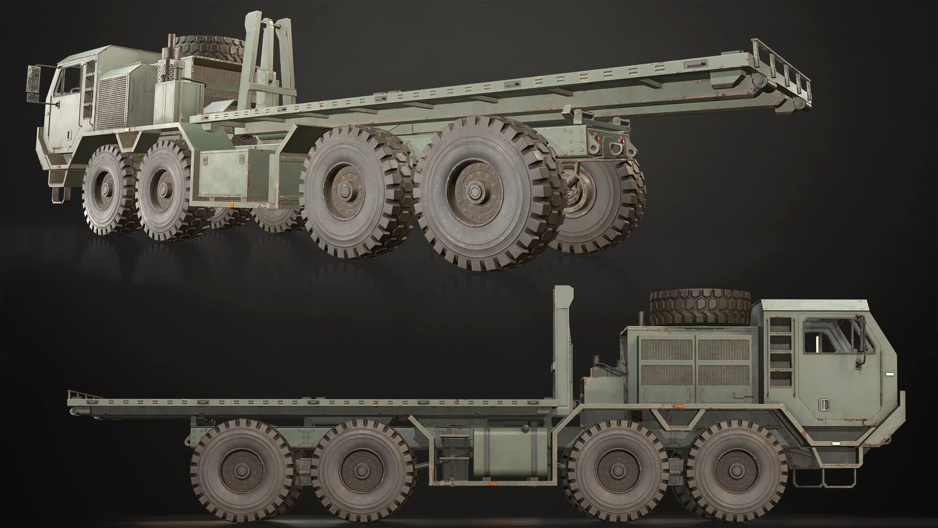 Heavy Military Truck V1 - Flatbed 3D Model by MSWoodvine
