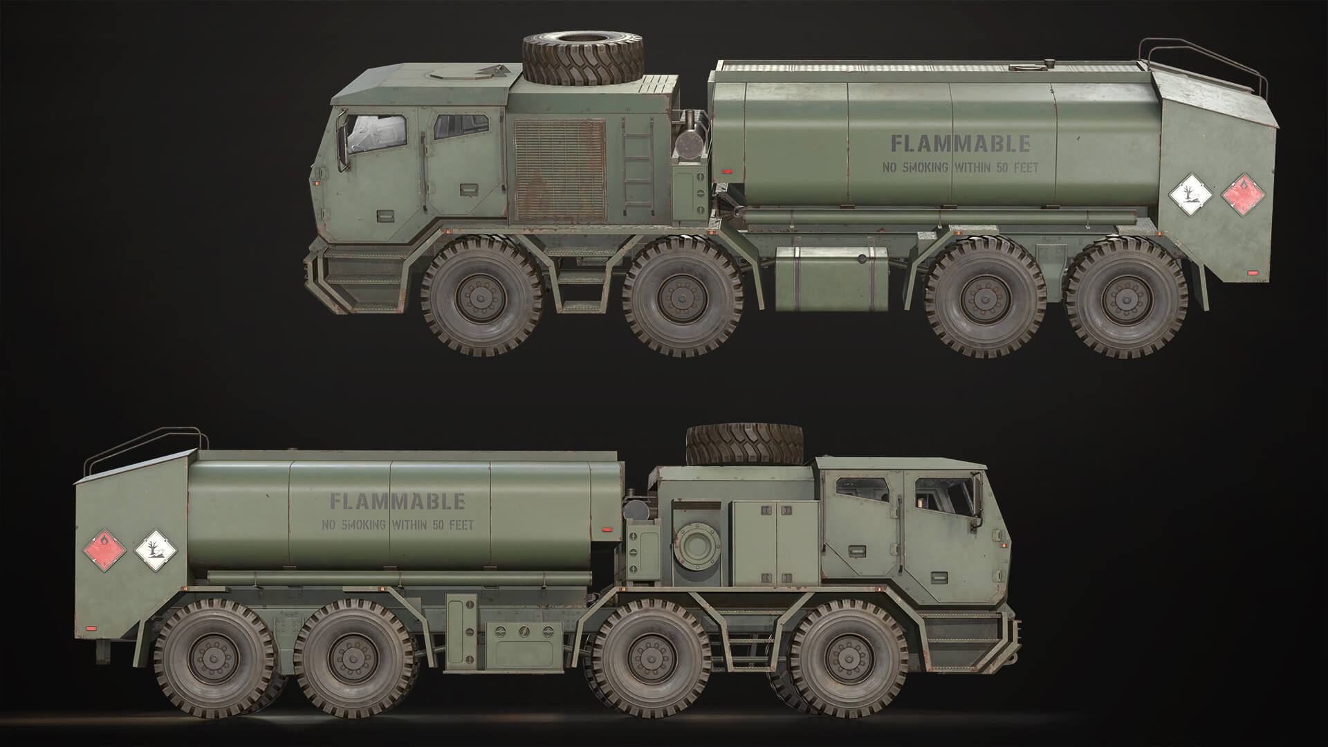 Heavy Military Truck V2 - Tanker 3D Model by MSWoodvine