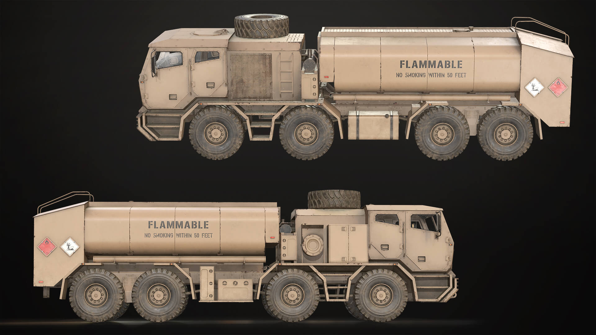 Heavy Military Truck V2 - Tanker 3D Model by MSWoodvine