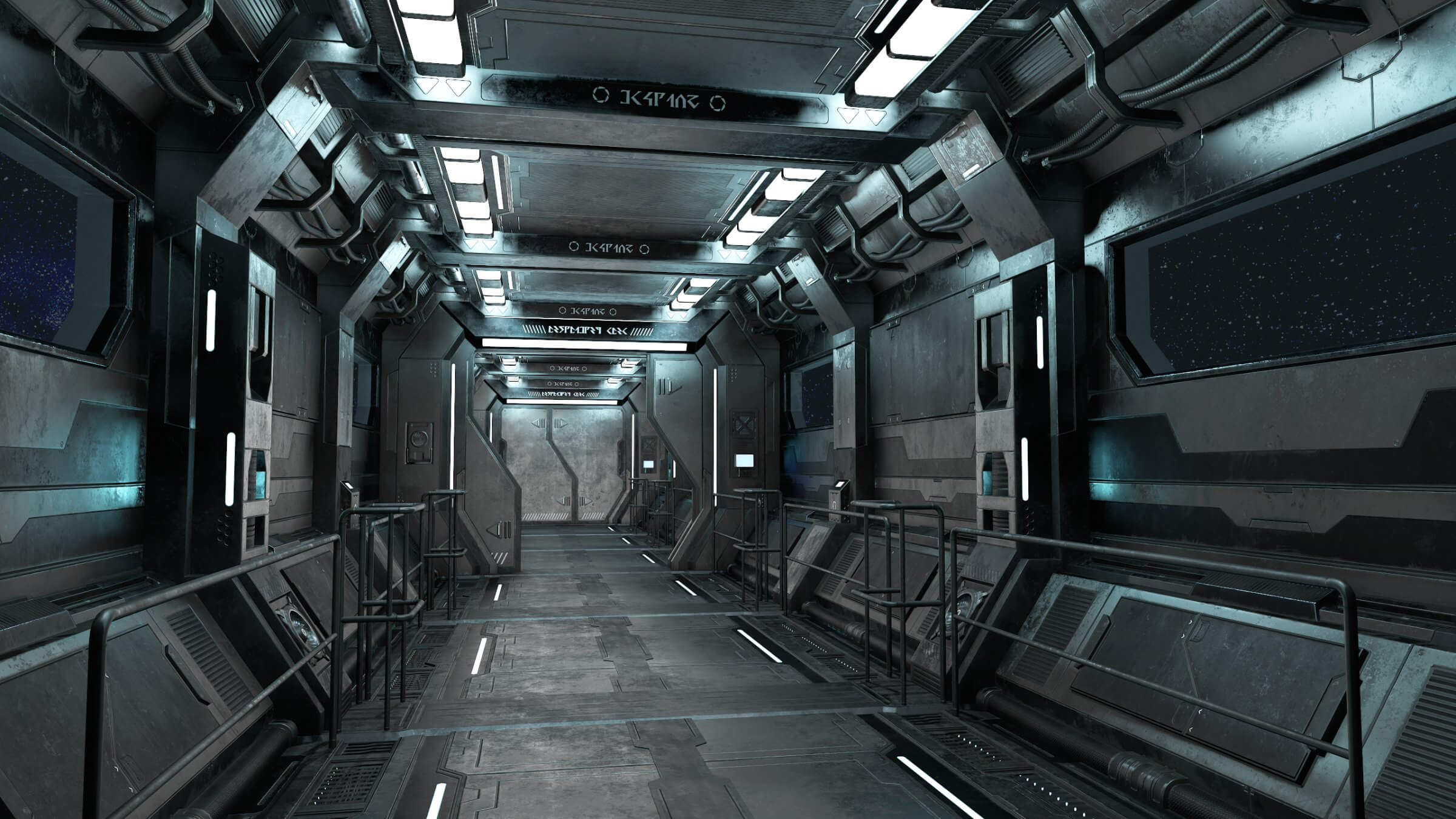 Sci-Fi Modular Corridor with Door Version 1 3D Model by MSWoodvine