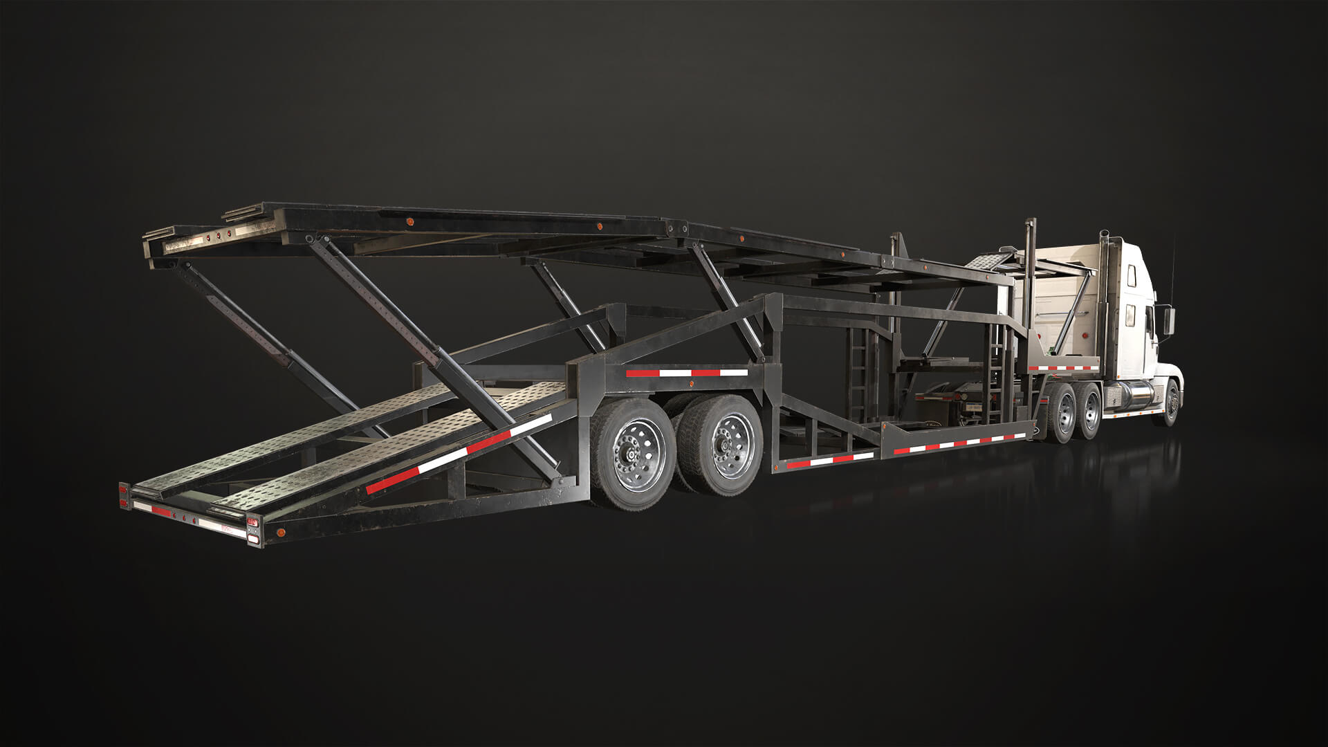 Semi Truck Car Carrier Trailer - 3D Model by MSWoodvine