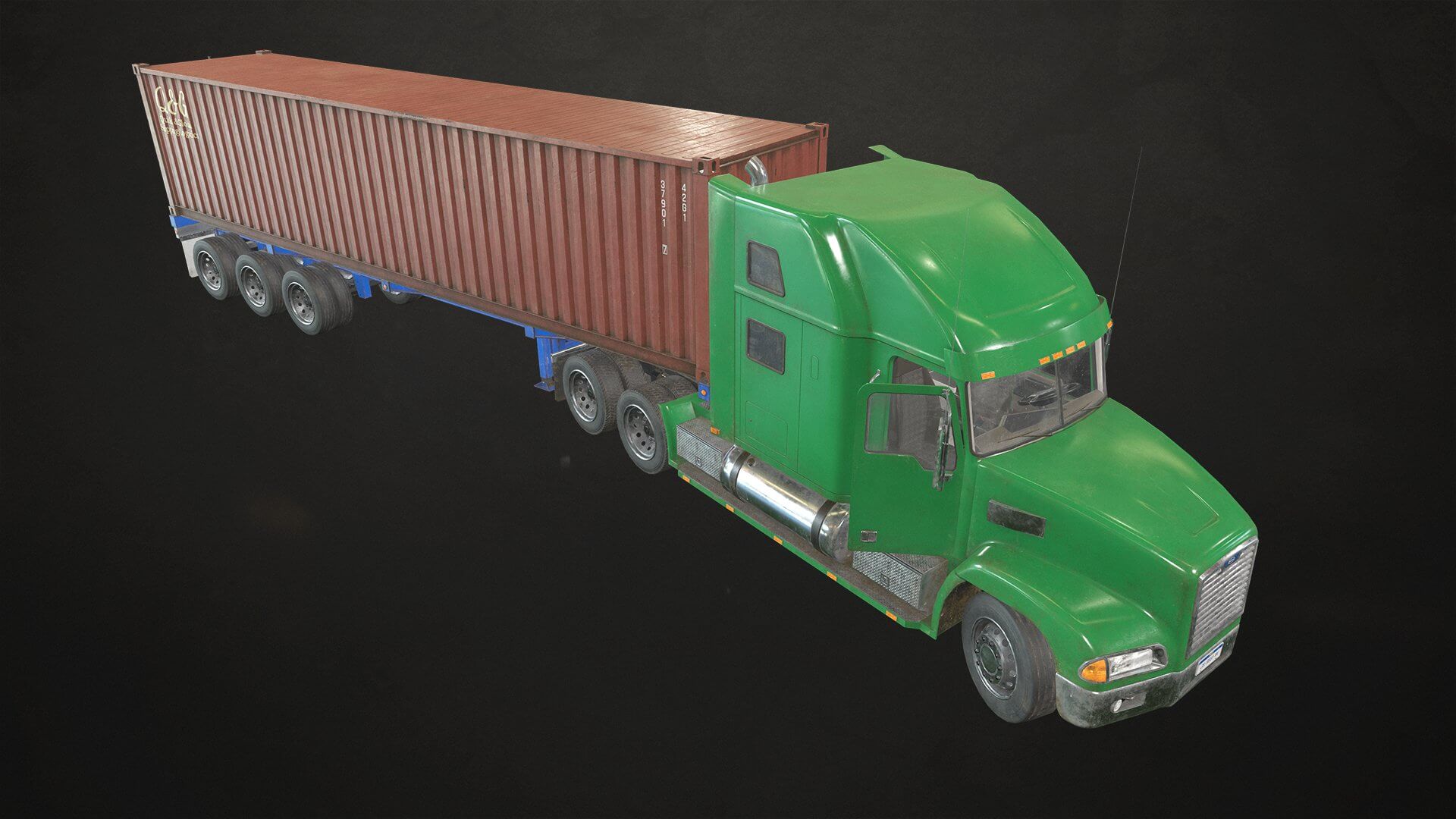 Semi Truck Container Trailer - 3D Model by MSWoodvine
