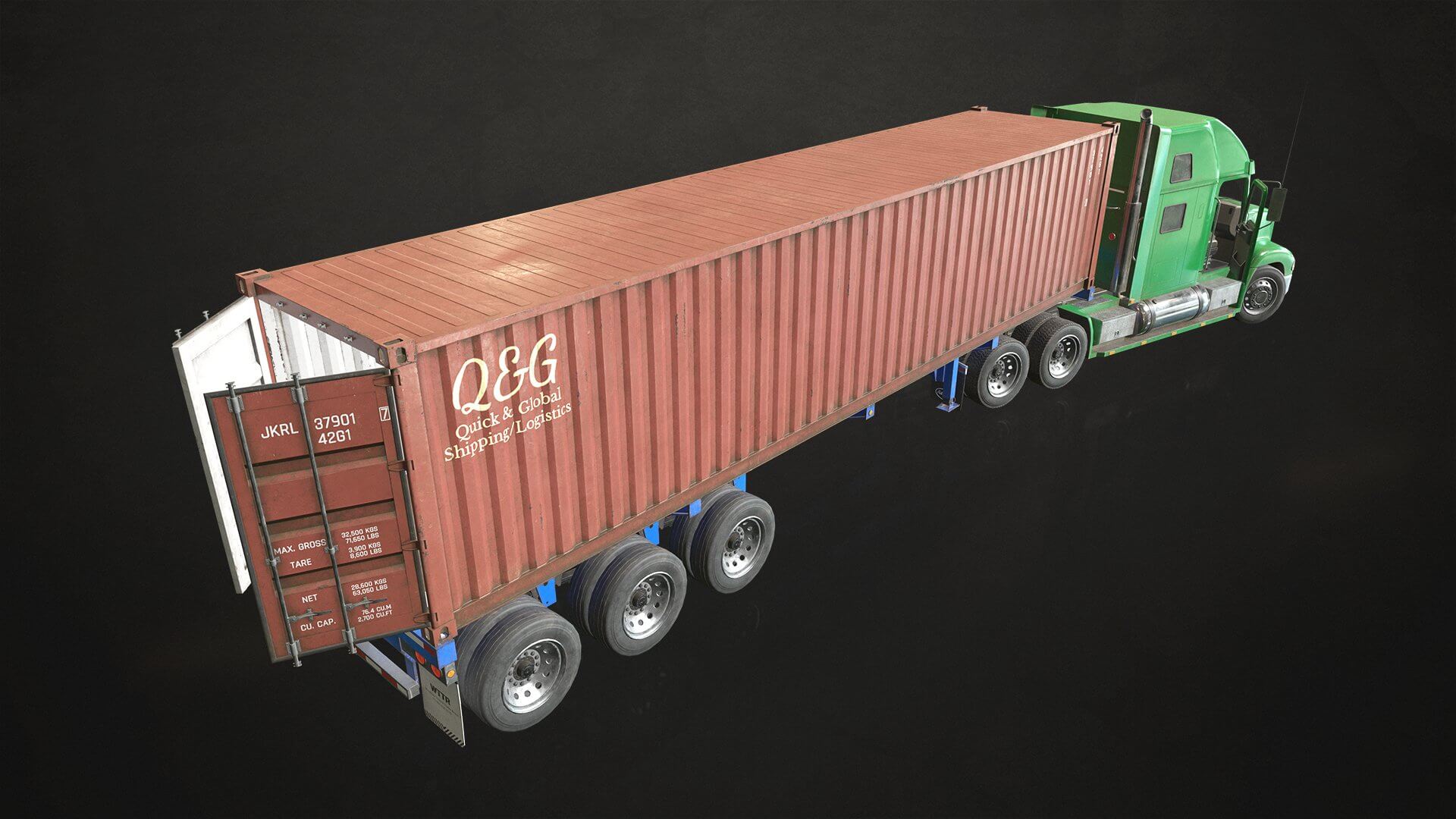 Semi Truck Container Trailer - 3D Model by MSWoodvine