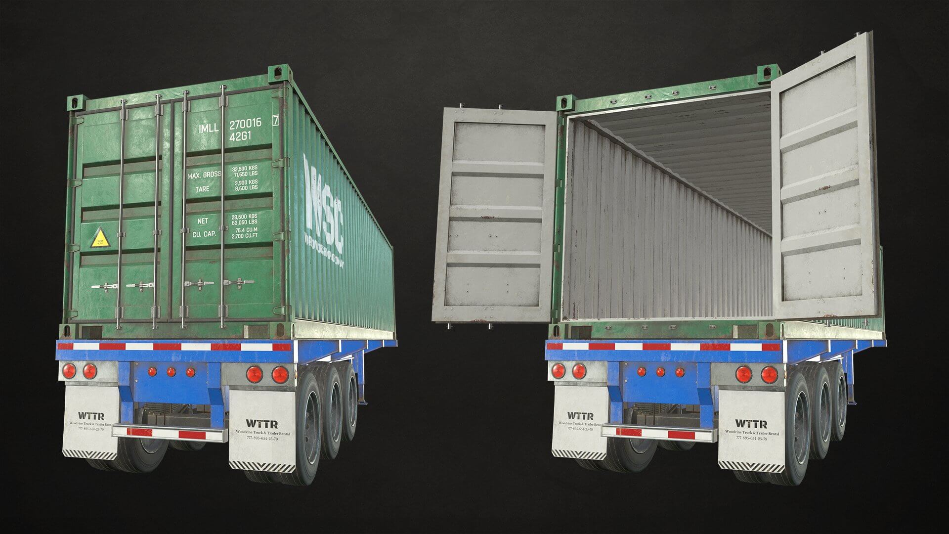 Semi Truck Container Trailer - 3D Model by MSWoodvine