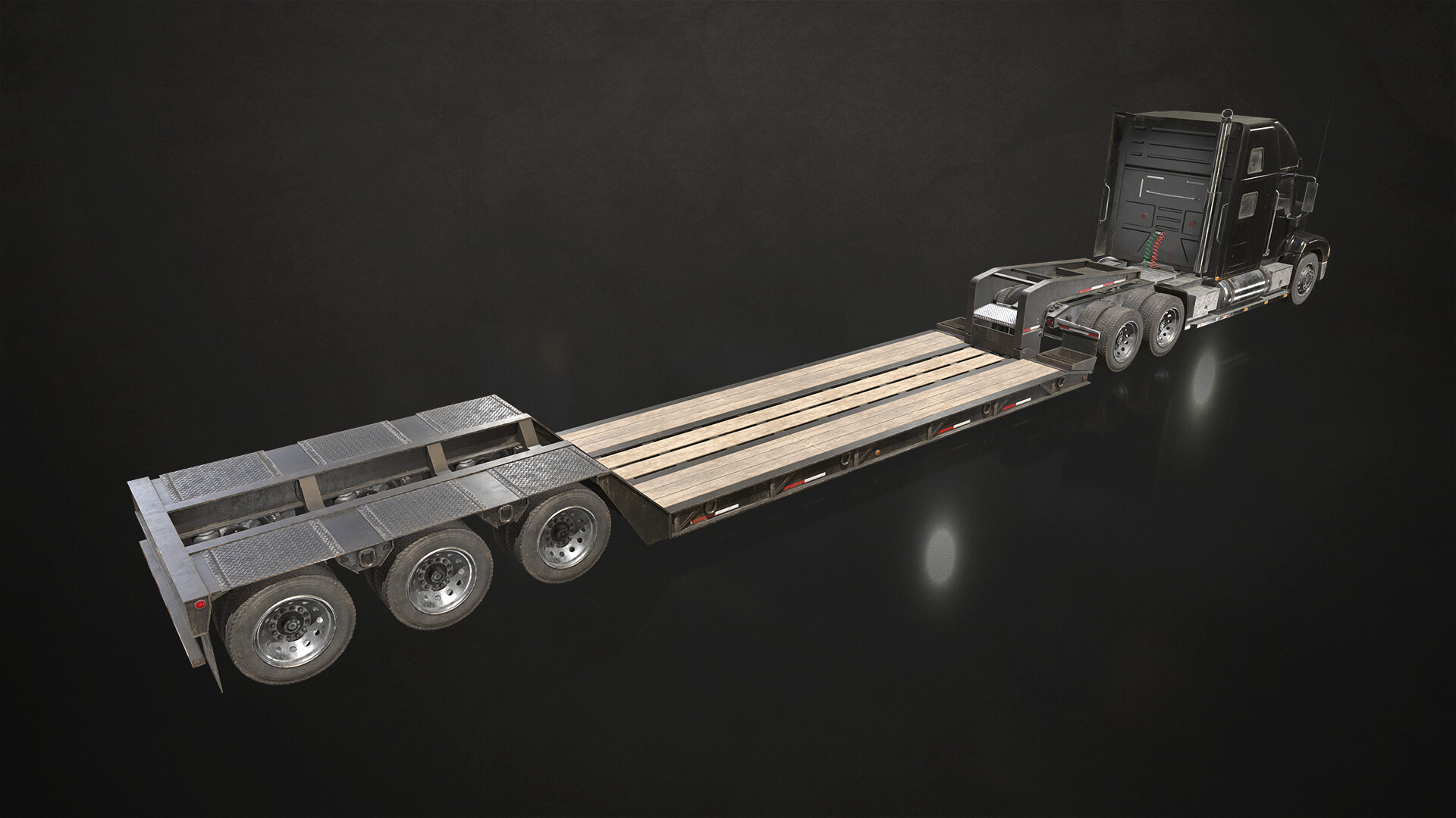 Semi Truck Lowboy Trailer - 3D Model by MSWoodvine