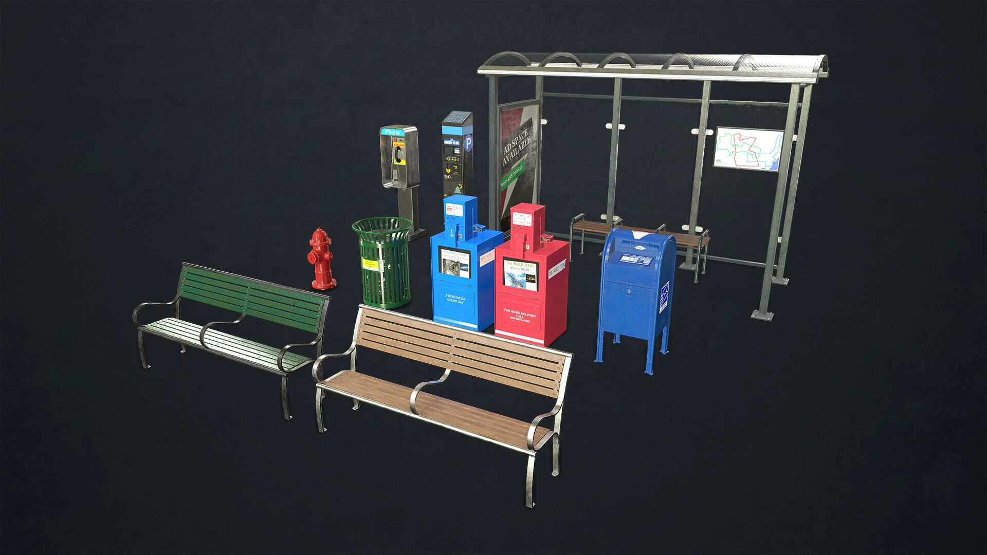 Street Elements Collection 2 - 3D Model by MSWoodvine