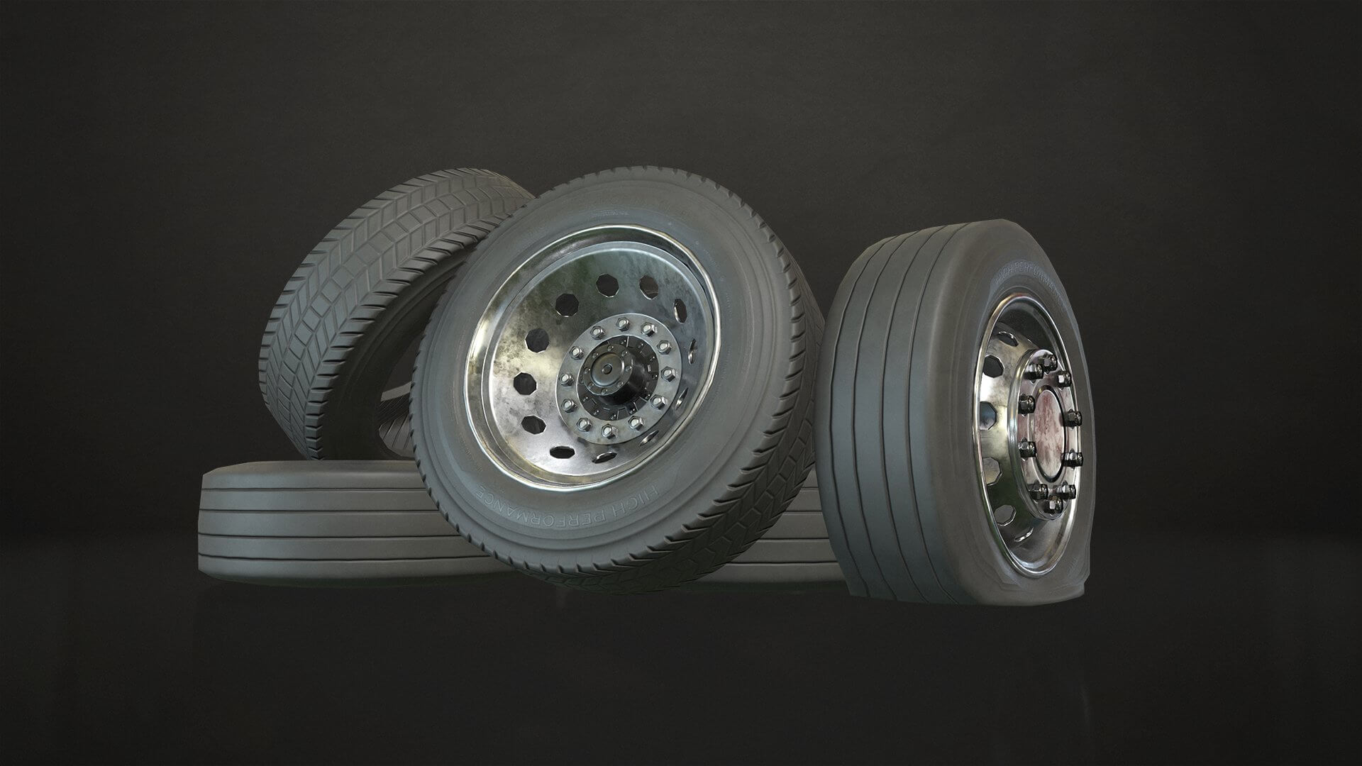 Truck Wheels Rims and Tires - 3D Model by MSWoodvine