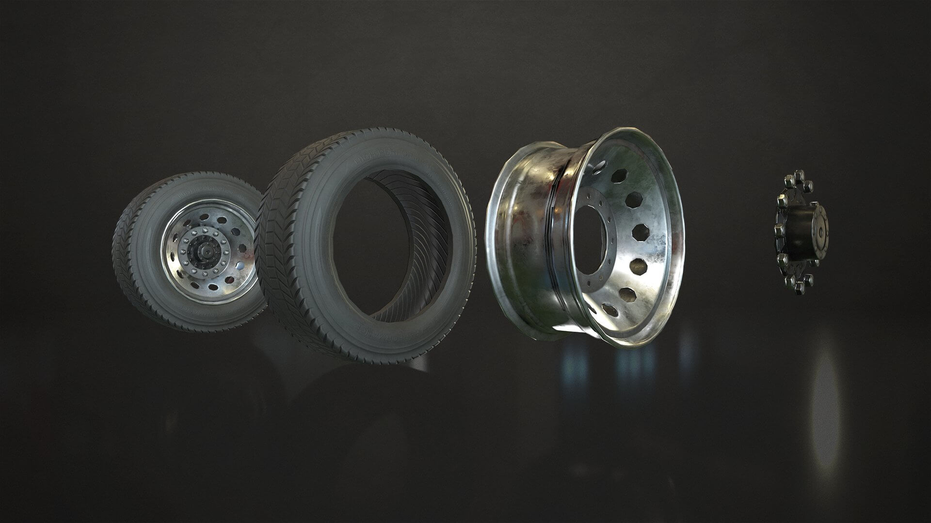 Truck Wheels Rims and Tires - 3D Model by MSWoodvine