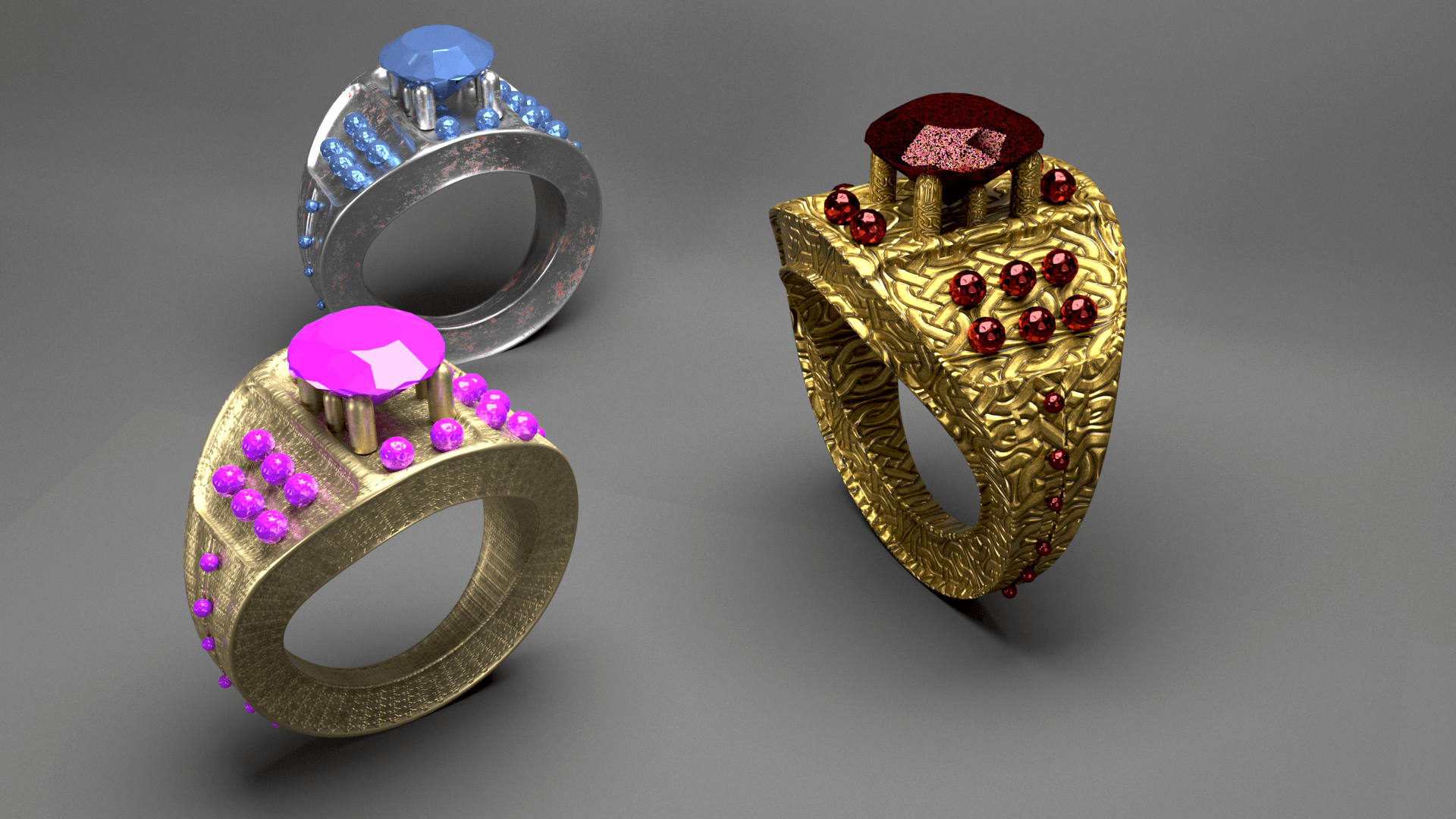 Fantasy Jewelry Rings 3D Render, Digital Art by mu87