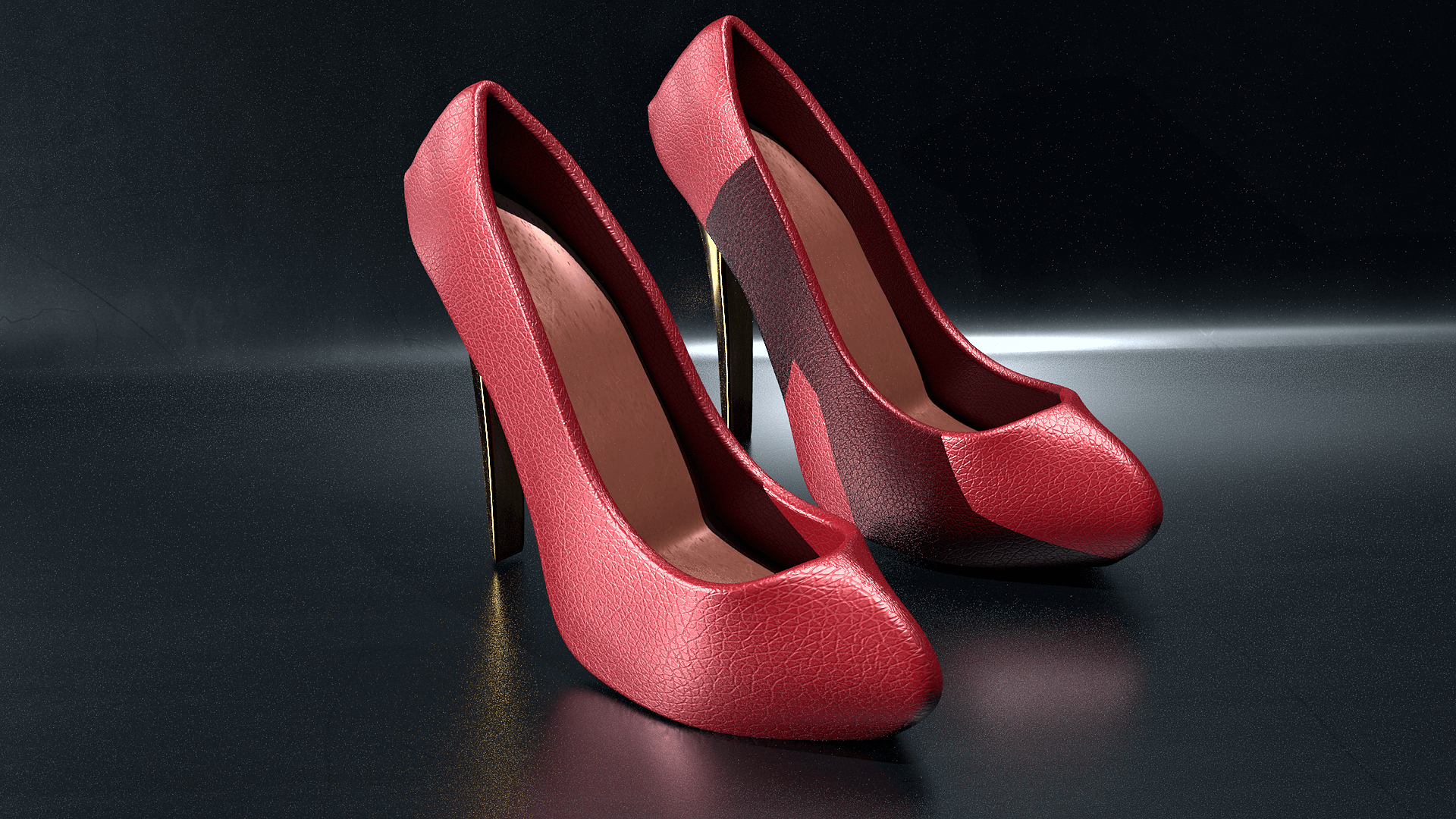 Women Letter Shoes Red 3D Render, Digital Art by mu87