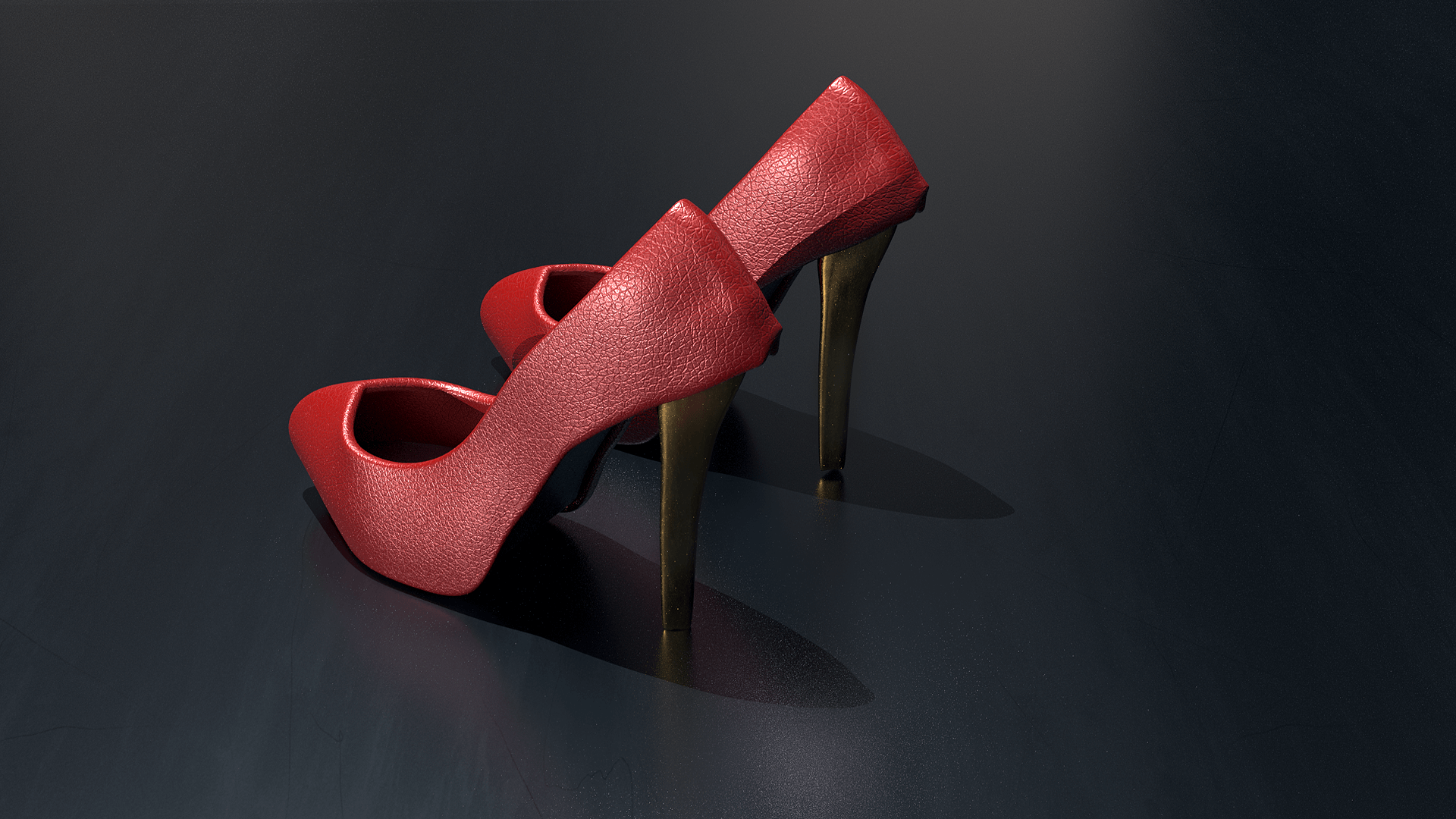 Women Letter Shoes Red 3D Render, Digital Art by mu87