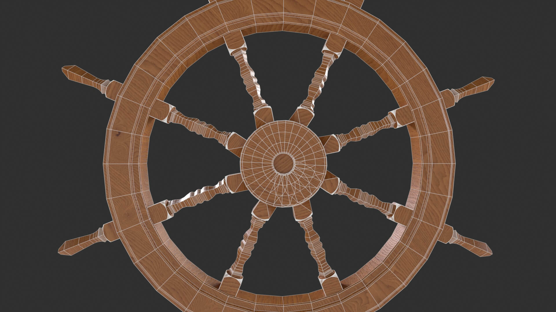 Wooden Ship Wheel - 3D Model by muharremadk