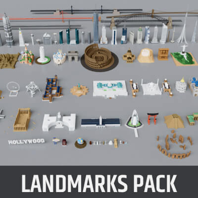 90 World Famous Landmarks Monument Mega Pack Collection - 3D Model by ...